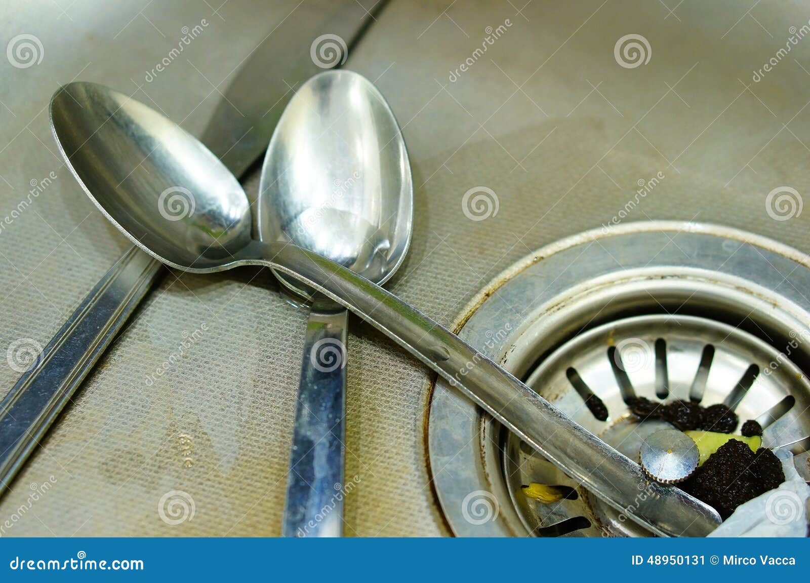 Metal spoons stock image. Image of cutlery, spoon, sink - 48950131