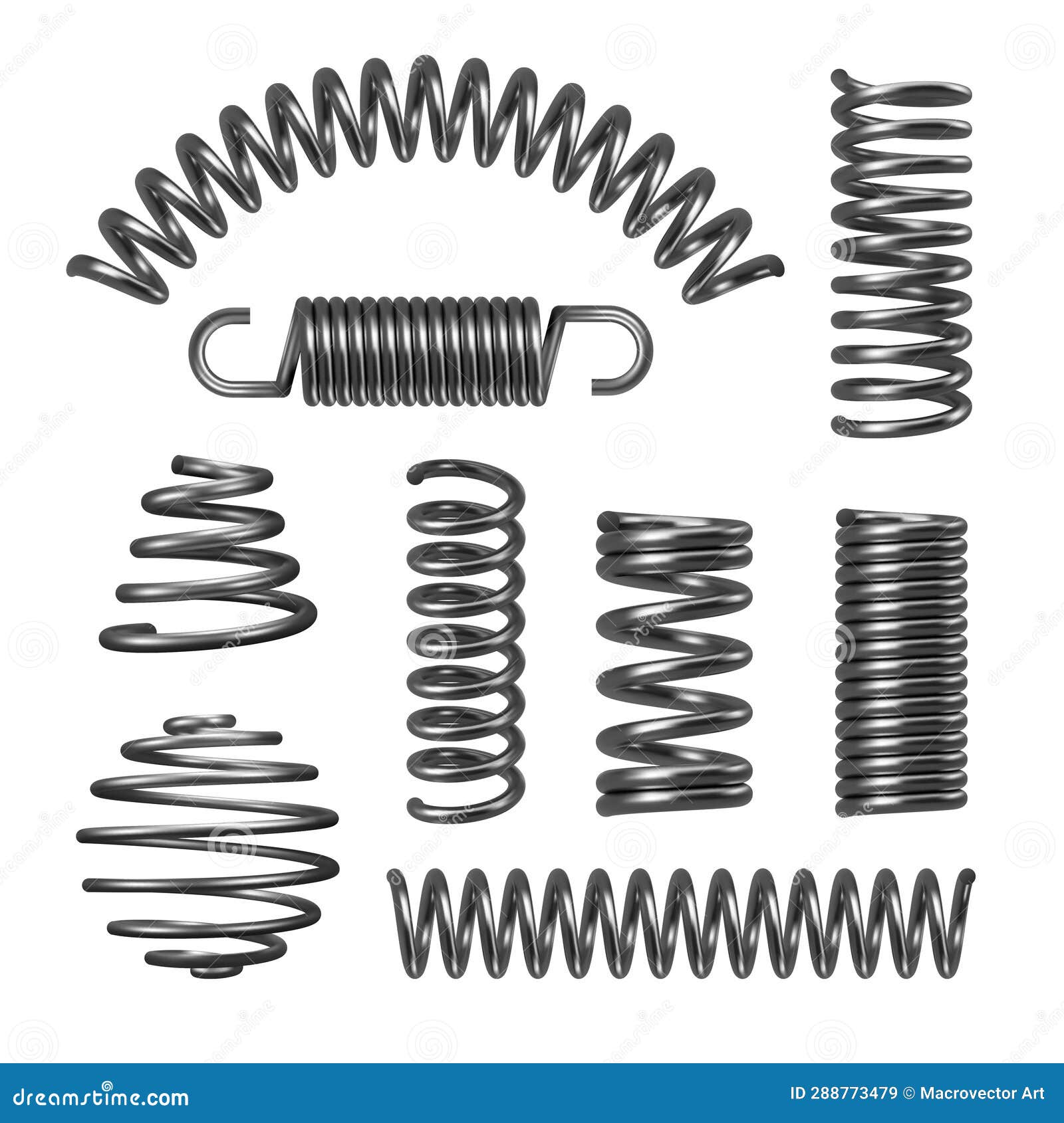 Metal Spring Black Set stock vector. Illustration of decorative - 288773479