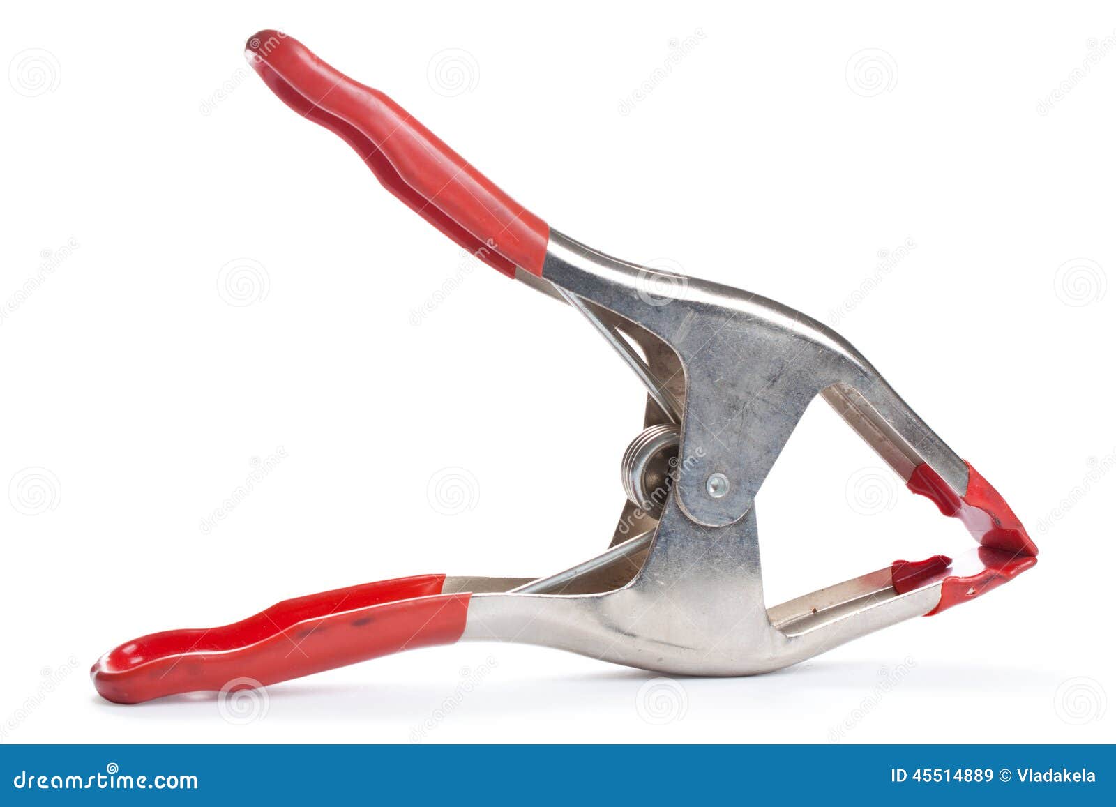 Metal Spring Clamp with Red Plastic on Handles and Tip Stock Image ...