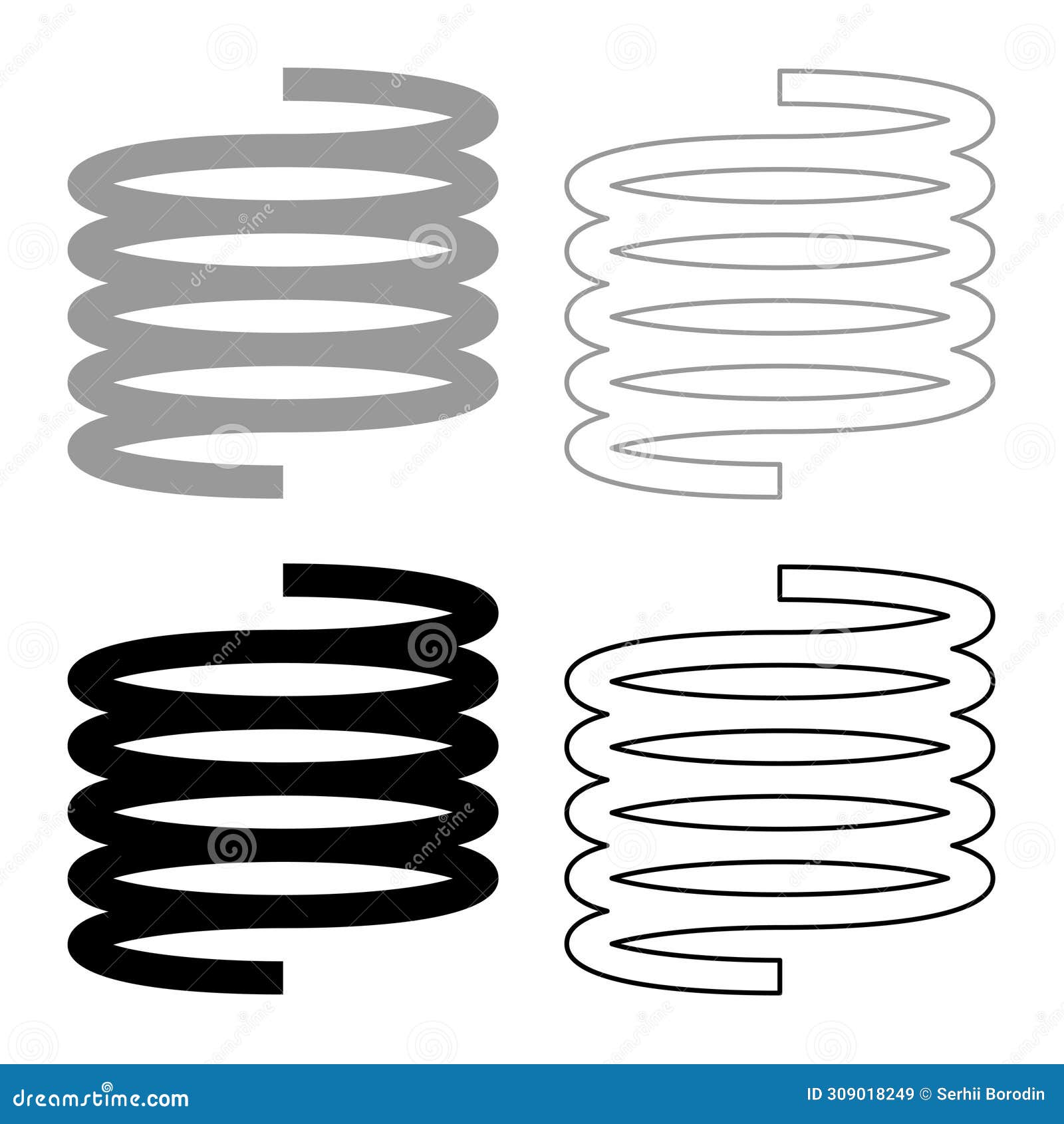 Metal Spring Flexible Set Icon Grey Black Color Vector Illustration ...