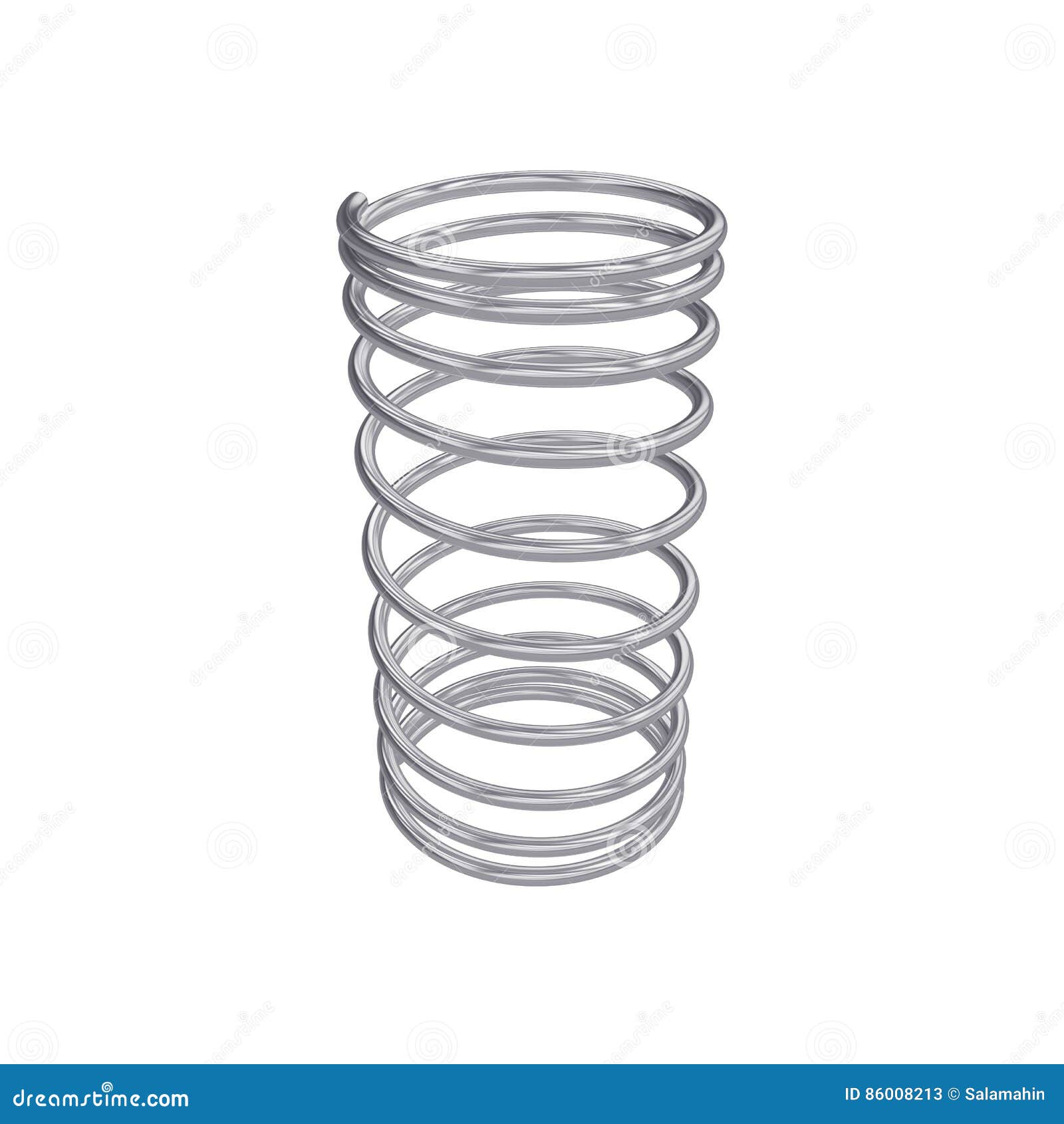 Metal Spring Isolated on White, 3D Rendering Stock Illustration ...