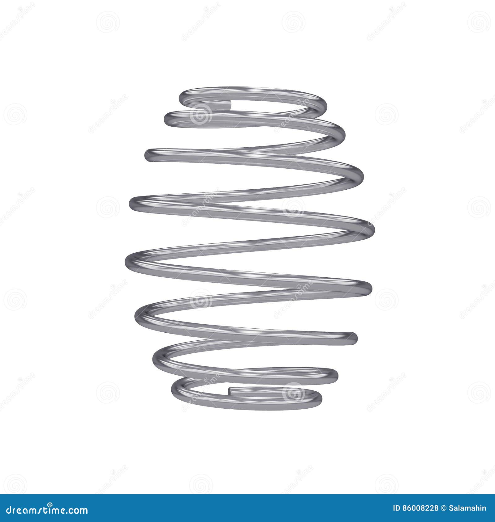 Metal Spring Isolated on White, 3D Rendering Stock Illustration ...