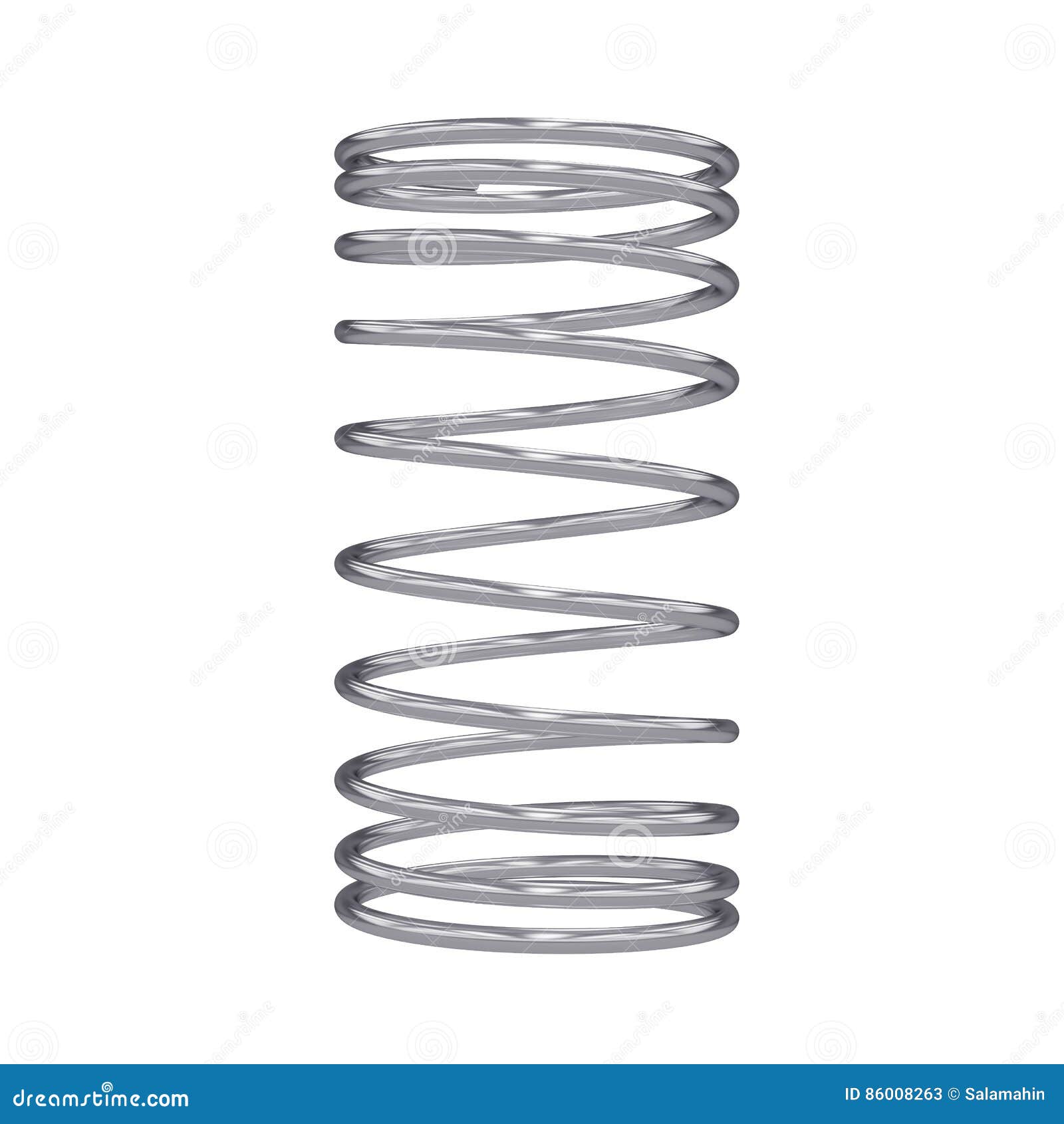 Metal Spring Isolated on White, 3D Rendering Stock Image - Image of ...