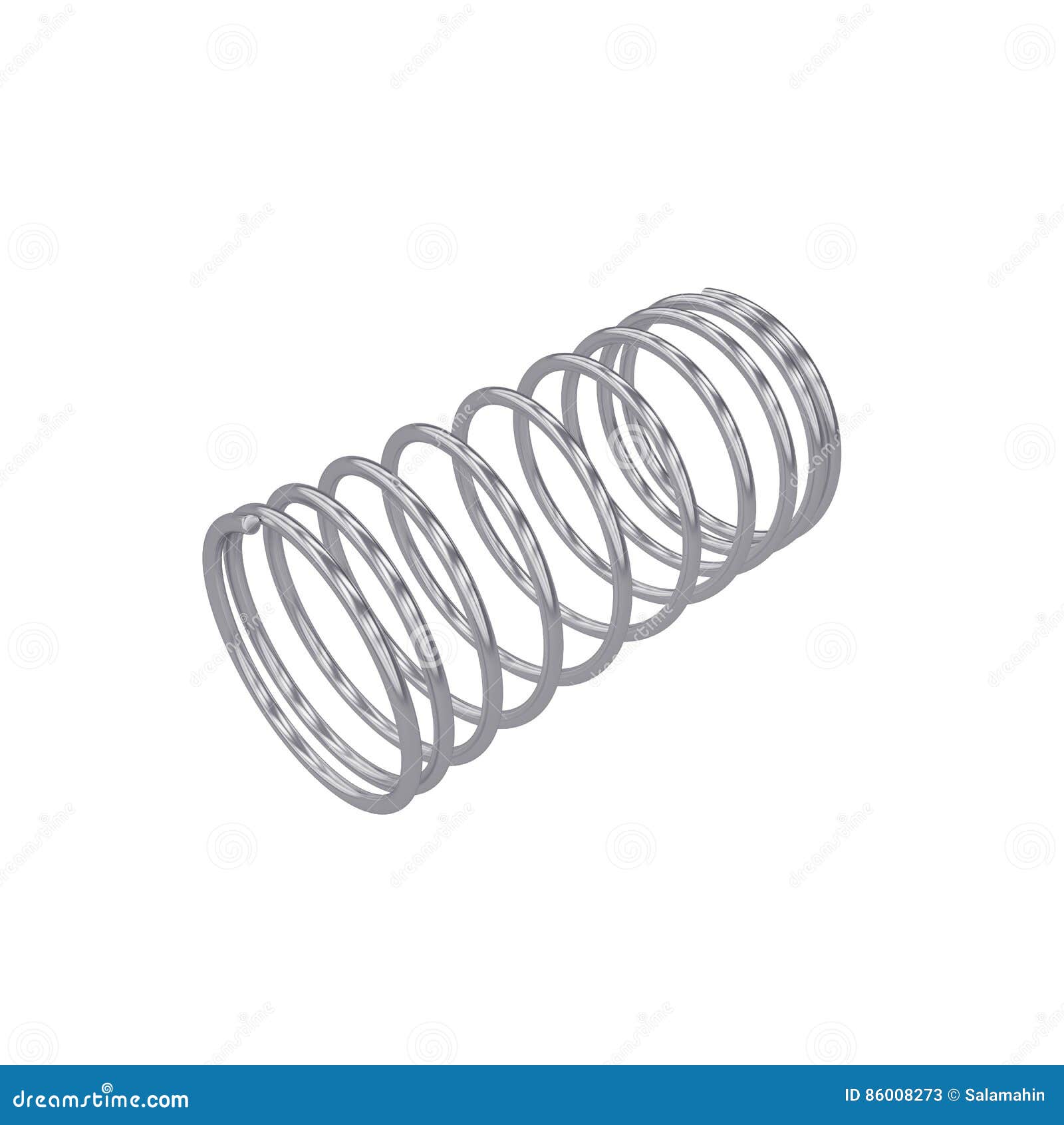 Metal Spring Isolated on White, 3D Rendering Stock Illustration ...