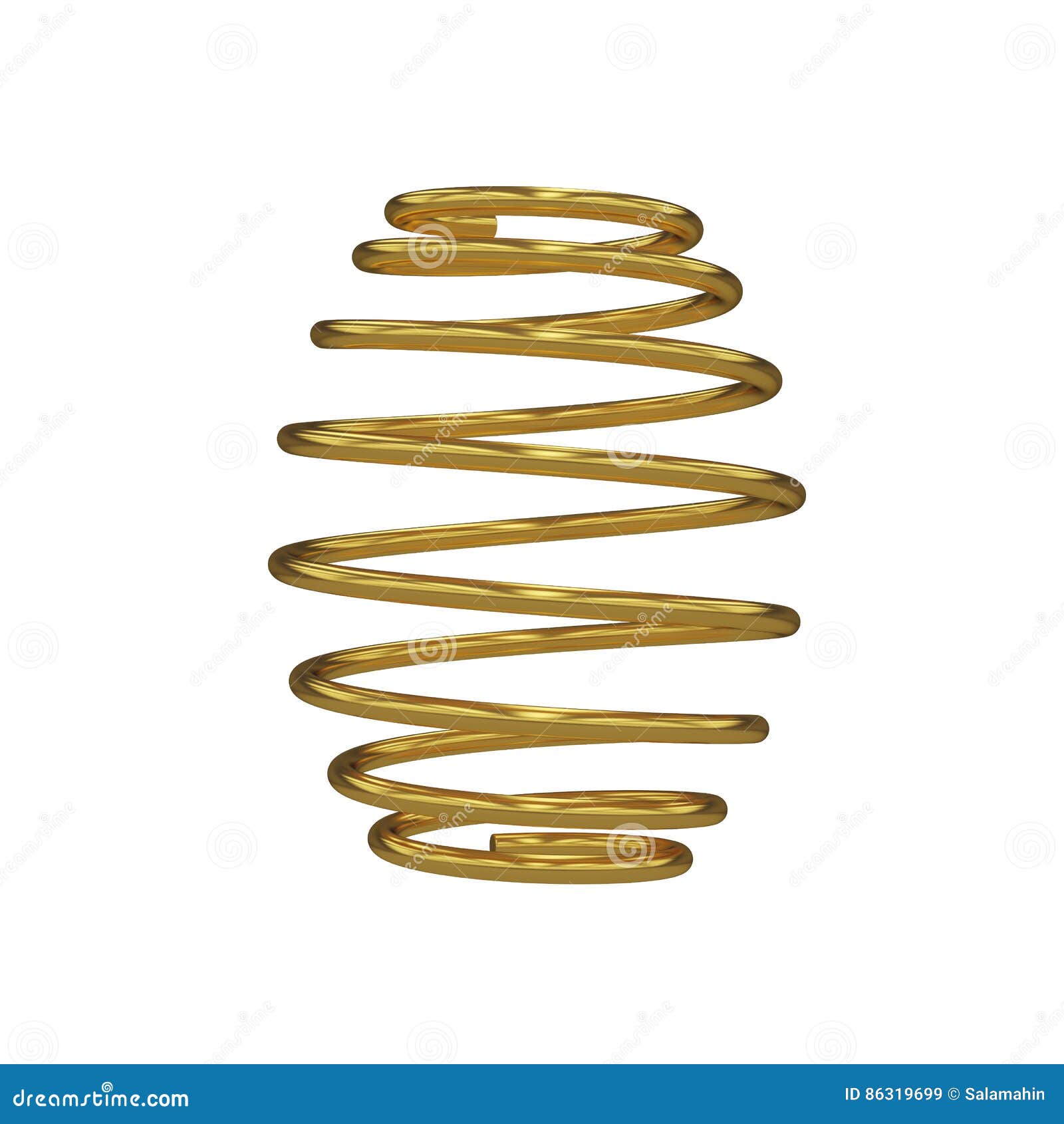 Metal Spring Isolated on White, 3D Rendering Stock Illustration ...