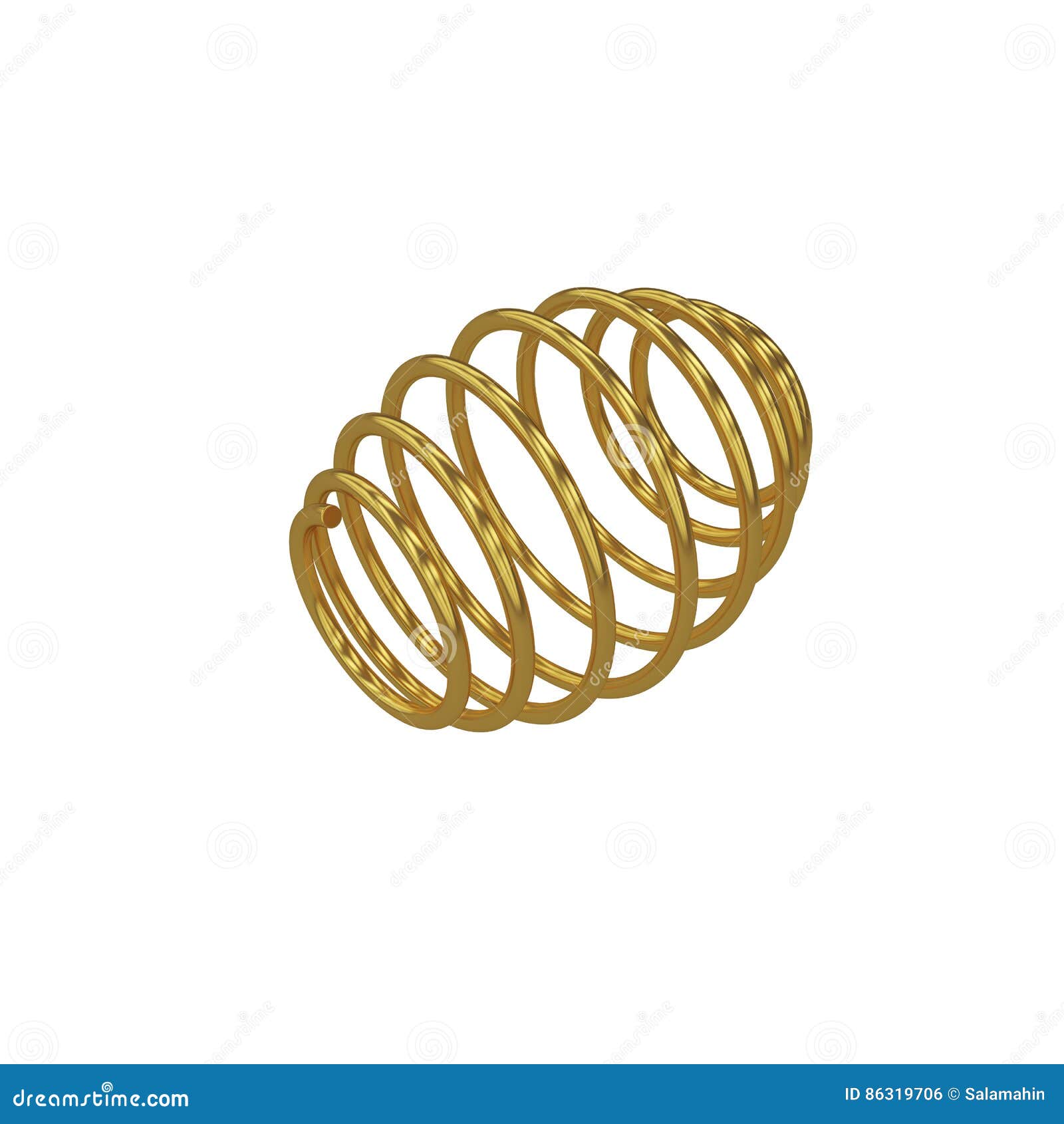 Metal Spring Isolated on White, 3D Rendering Stock Illustration ...