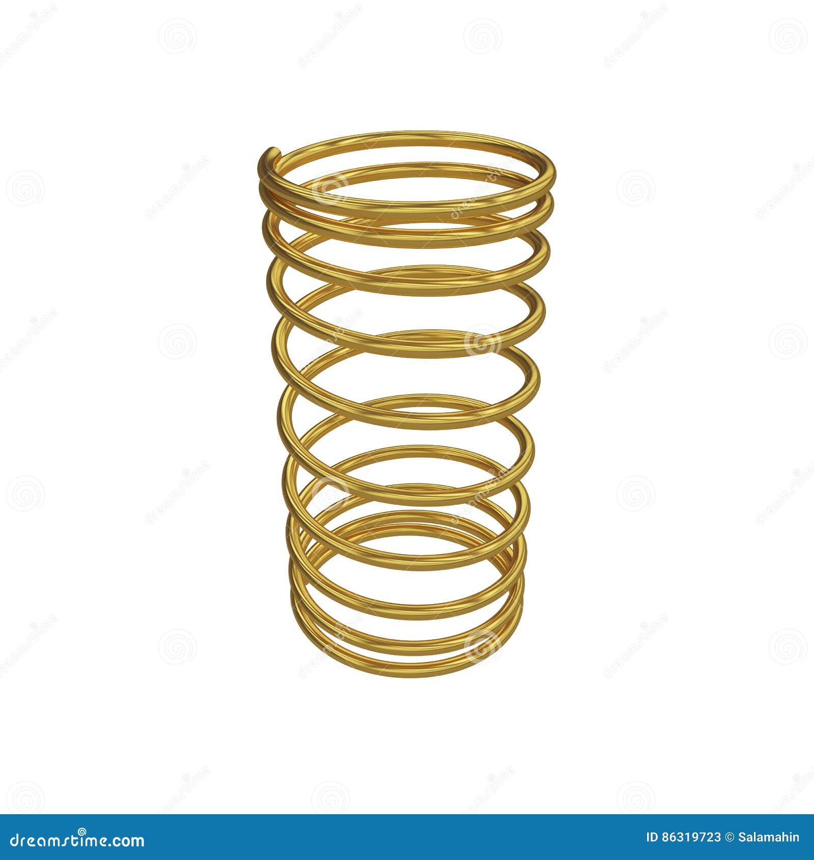 Metal Spring Isolated on White, 3D Rendering Stock Illustration ...