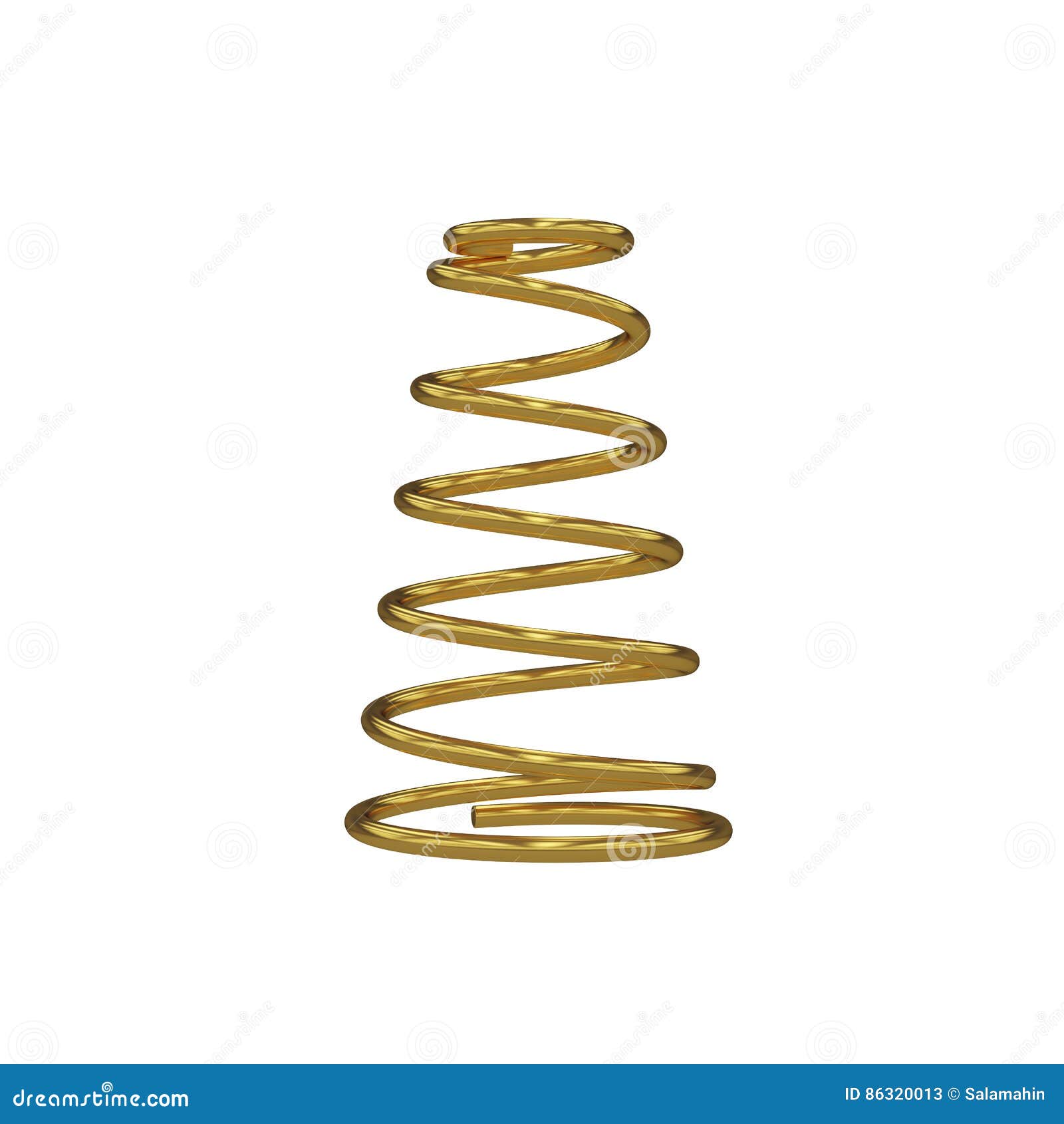 Metal Spring Isolated on White, 3D Rendering Stock Illustration ...