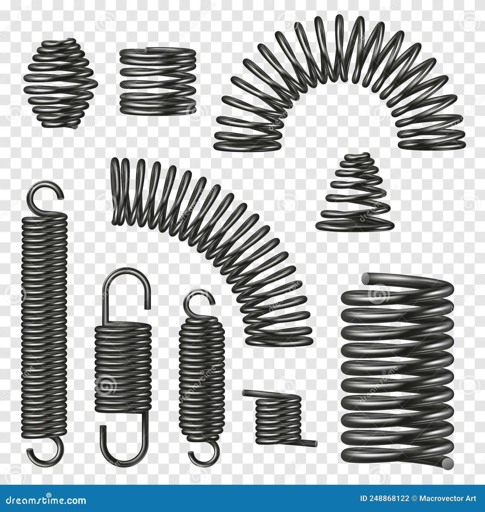 Metal Spring Realistic Transparent Set Stock Vector - Illustration of ...