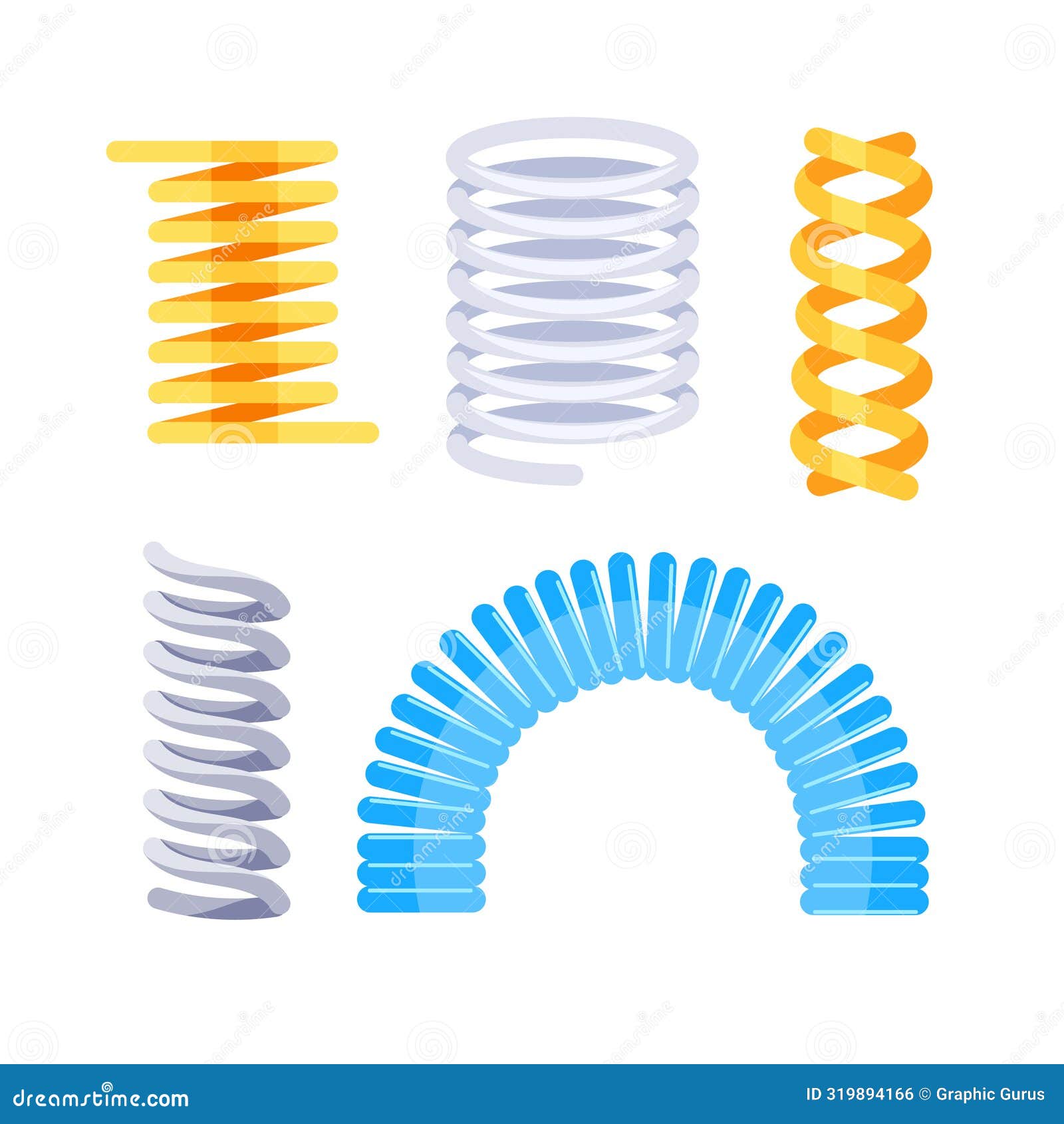 Metal Spring Set Spiral Coil Flexible. Flexibly Geometrical. Stock ...