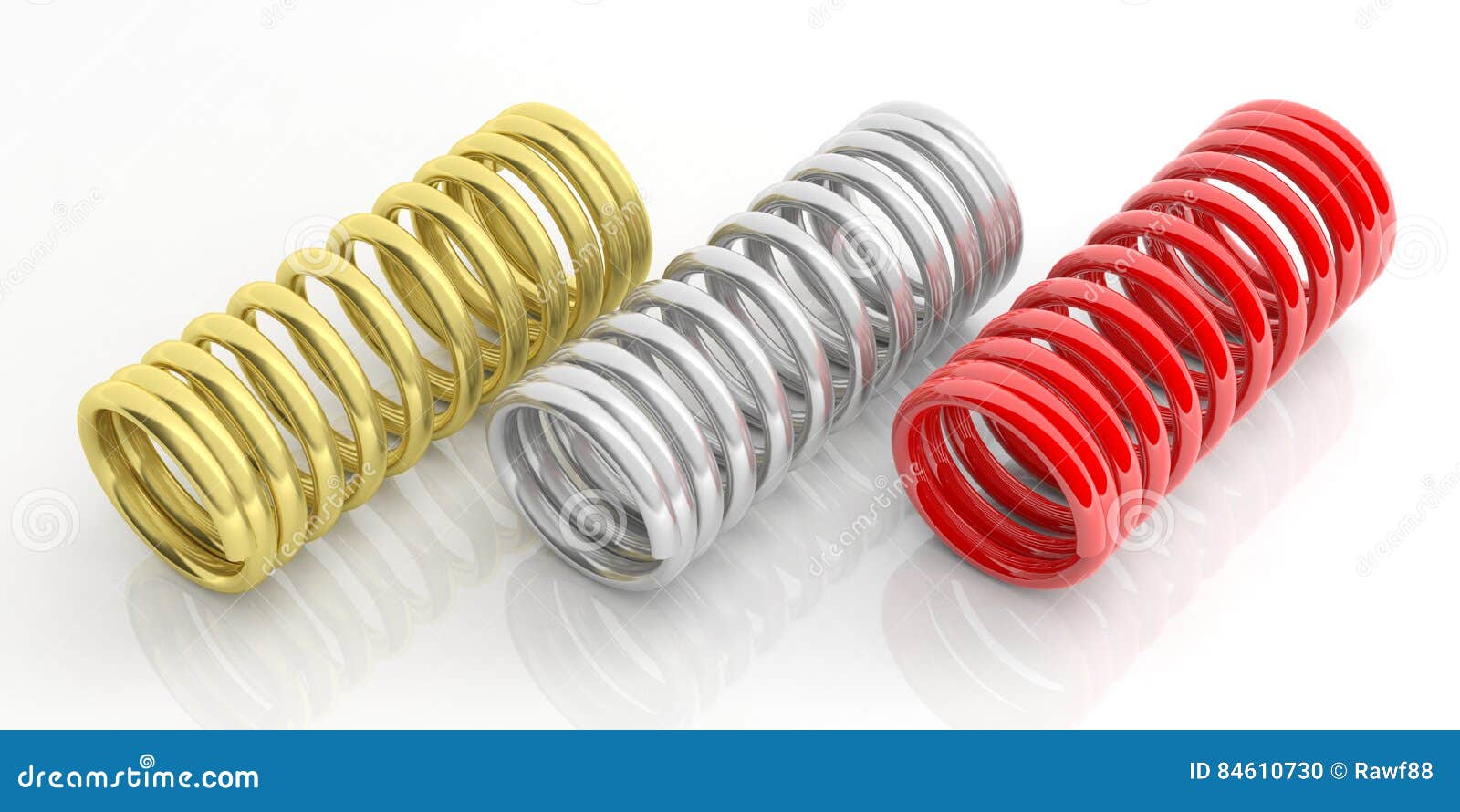 Metal Springs on White Background. 3d Illustration Stock Illustration ...