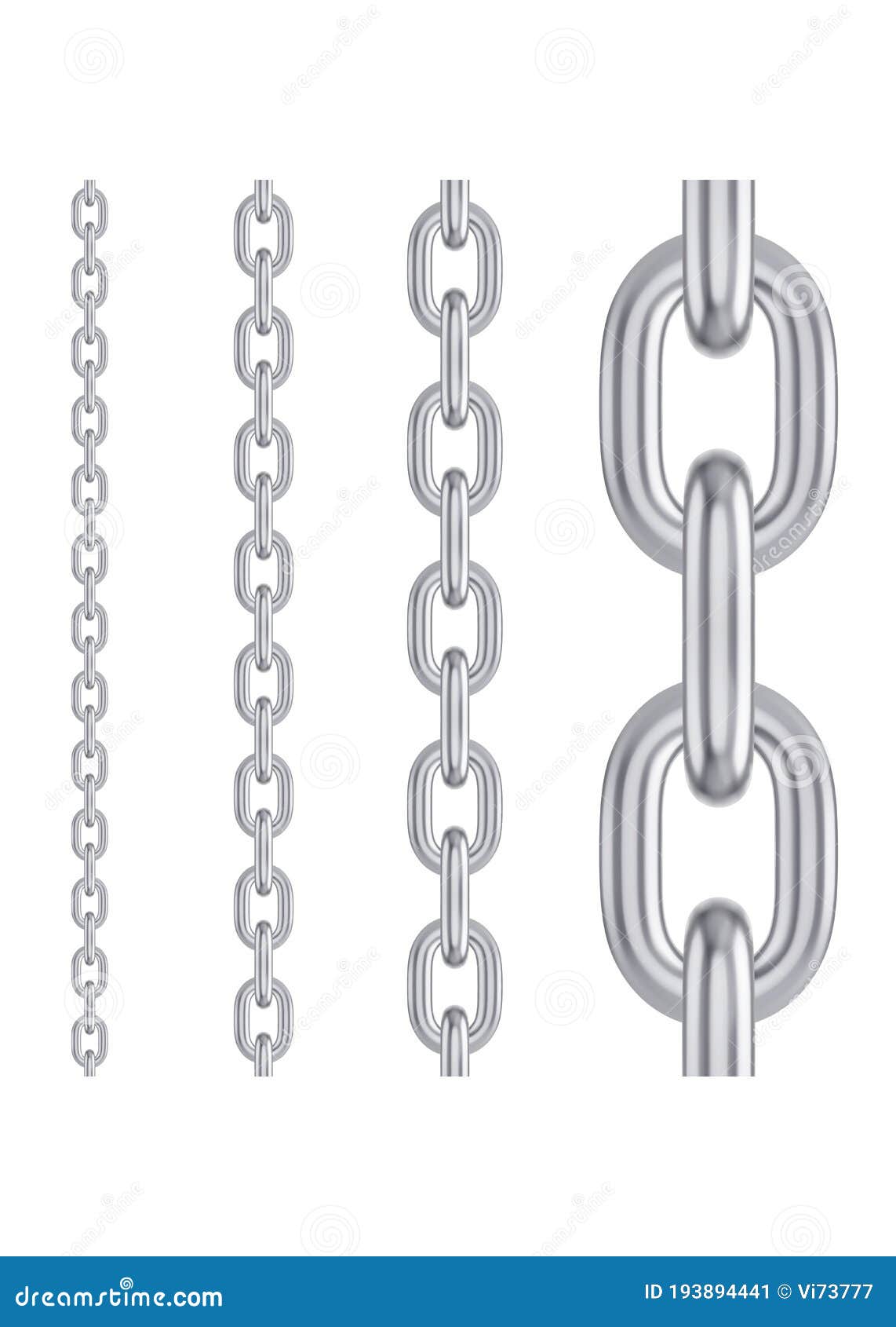 Metal Stainless Steel Chain. Realistic Vector Seamless Silver Chain for ...