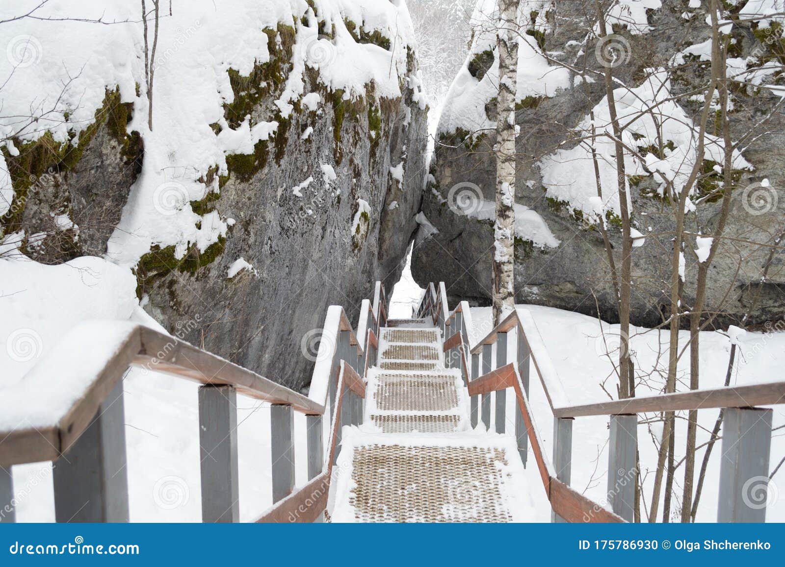 Metal Staircase Descending between the Rocks Stock Photo - Image of ...