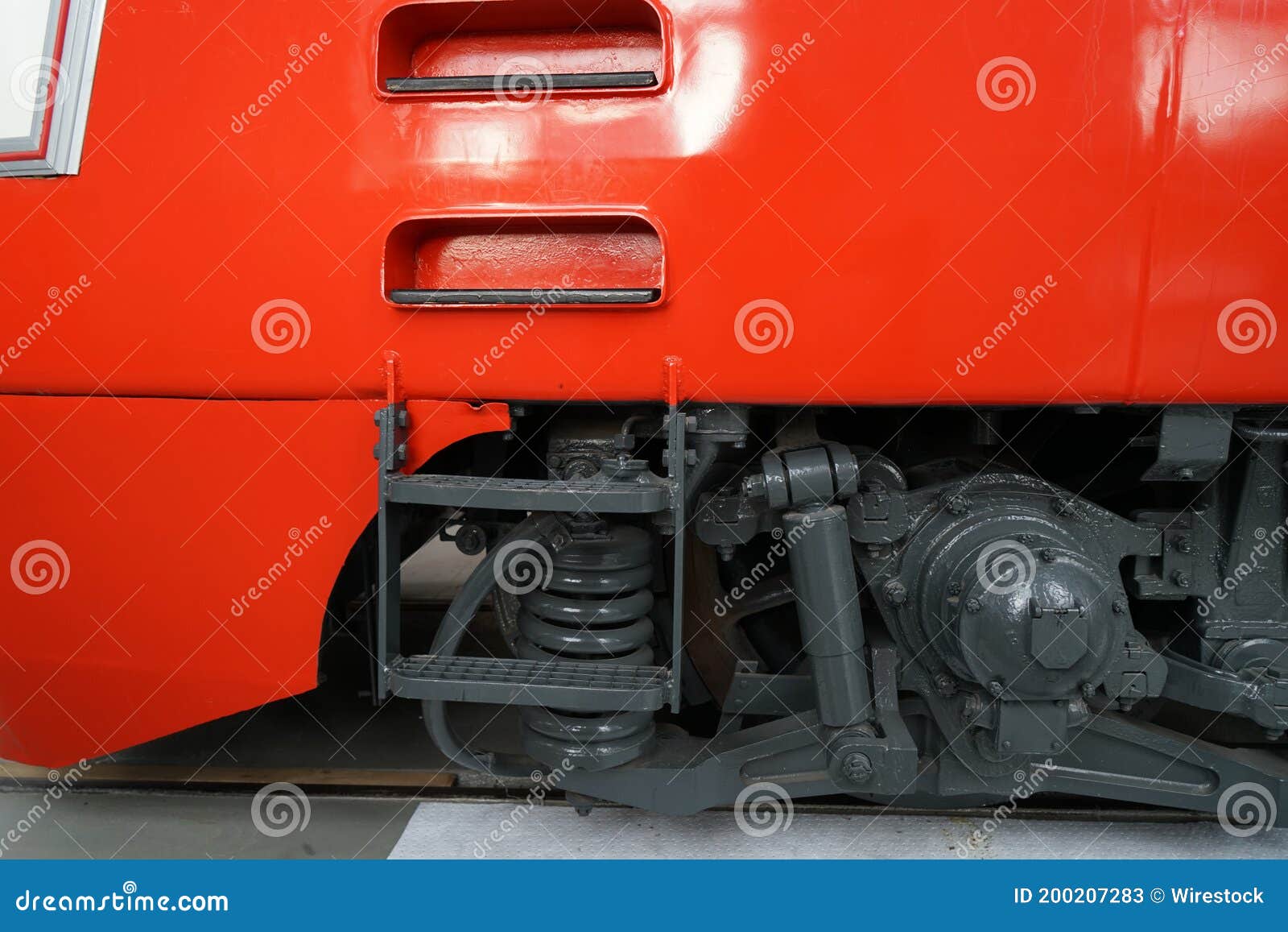 Metal Staircase on an Old Red Train Stock Image - Image of steps, wall ...