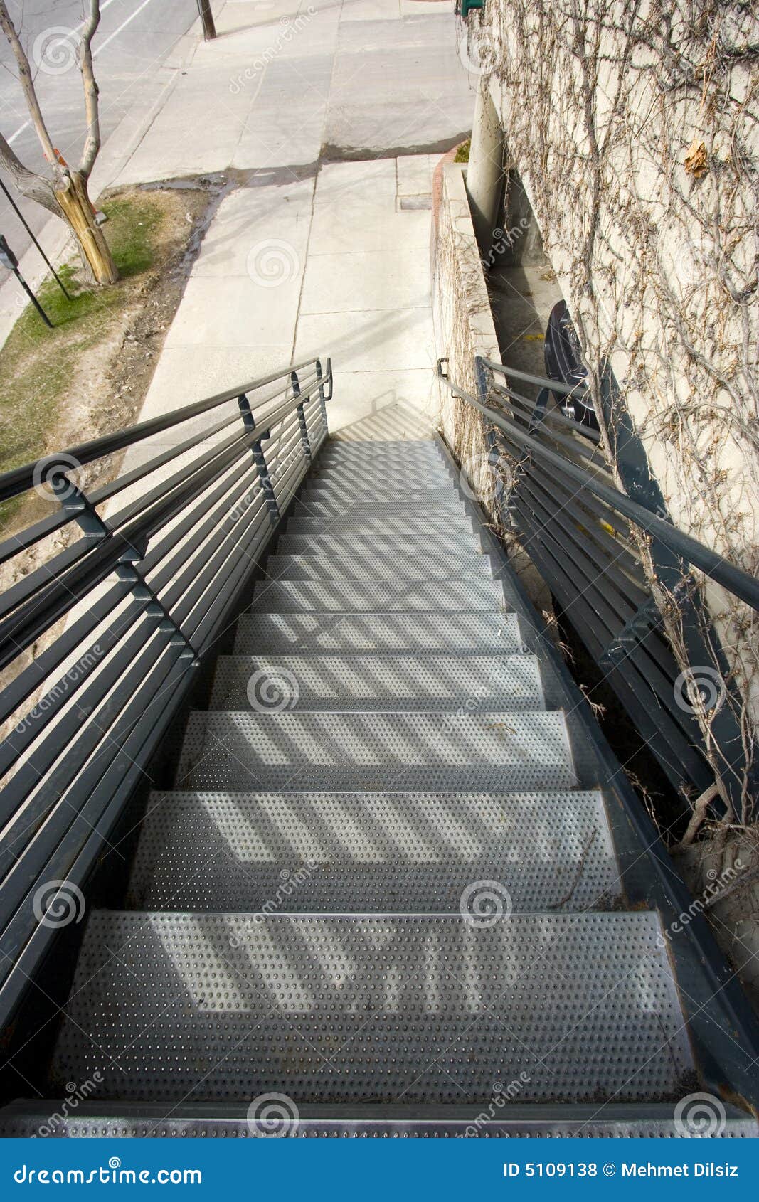 Metal Stairs Side View In Modern Building Design Royalty-Free Stock ...