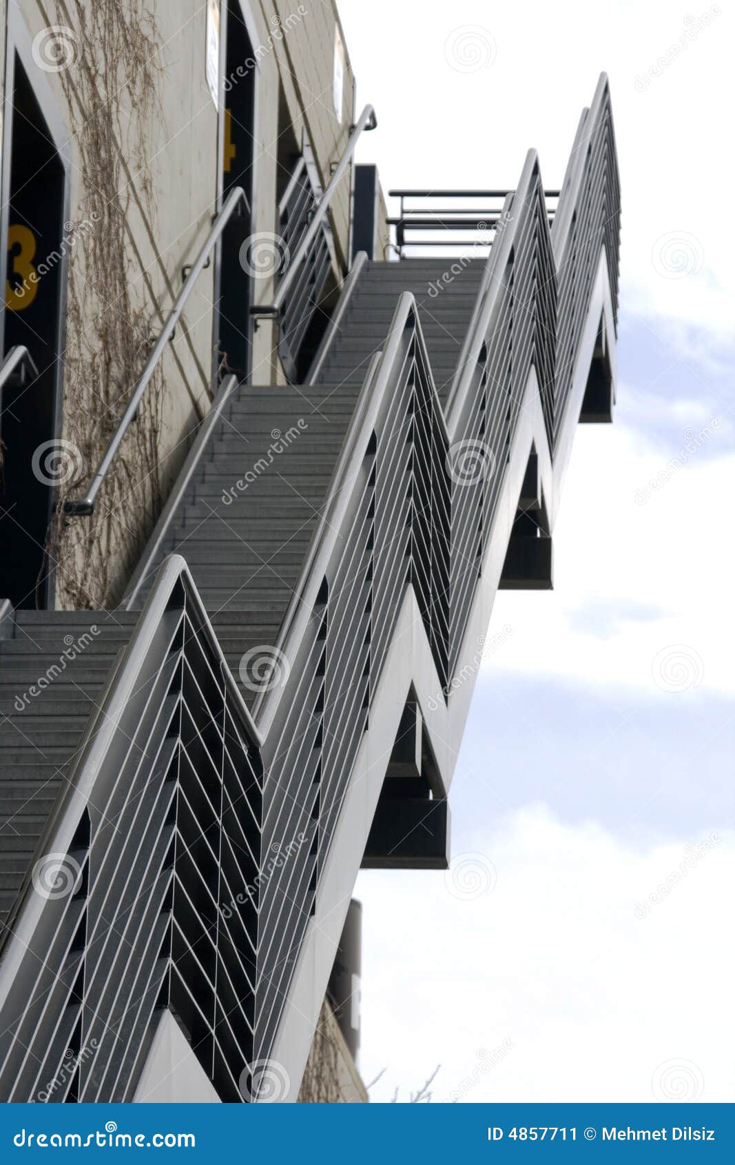 Metal Stairs Side View In Modern Building Design Royalty-Free Stock ...