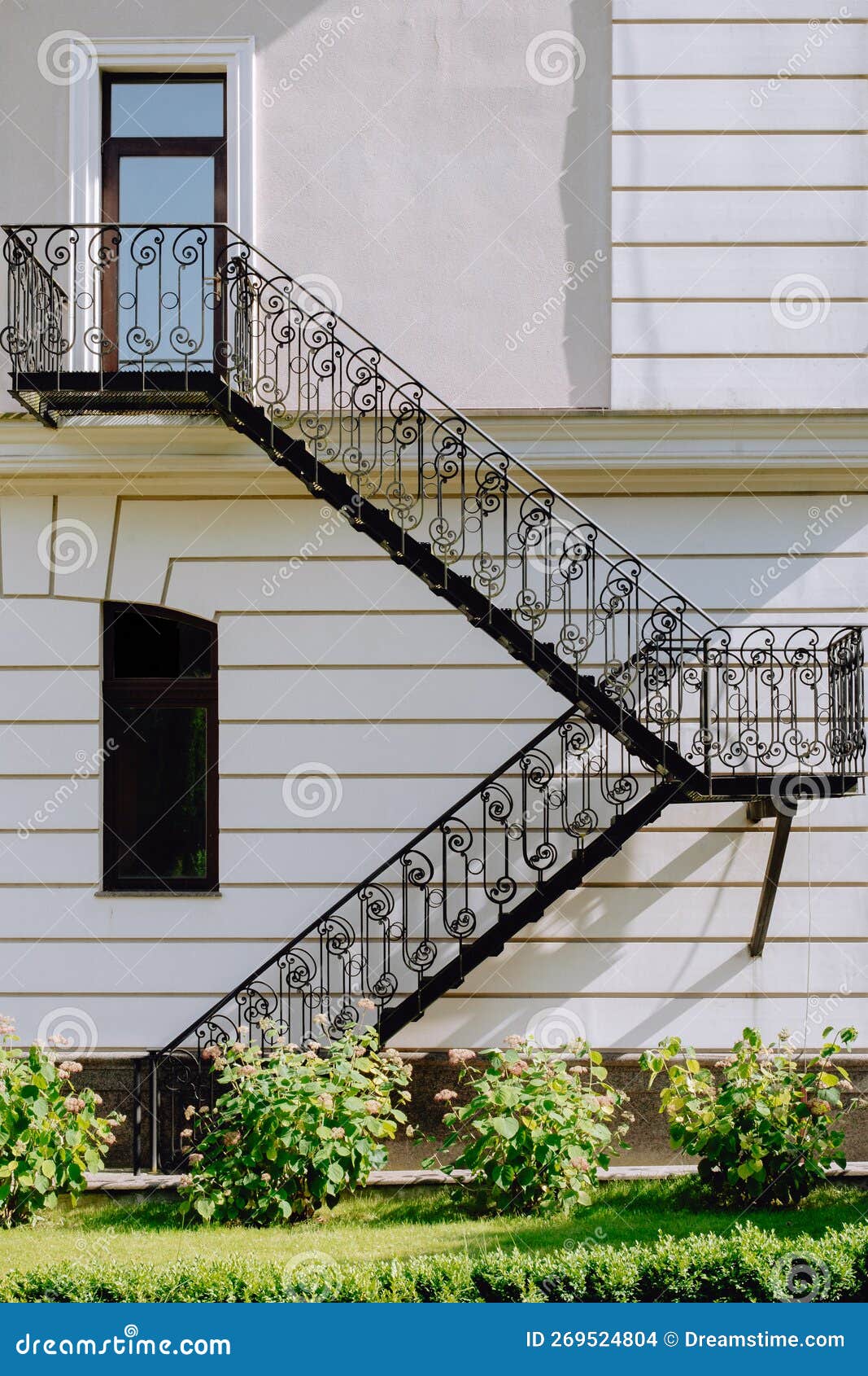 Metal Stairs Side View in Modern Building Design Stock Photo - Image of ...