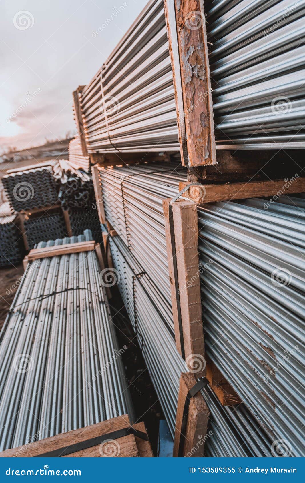 Metal stakes stock image. Image of industry, concrete - 153589355