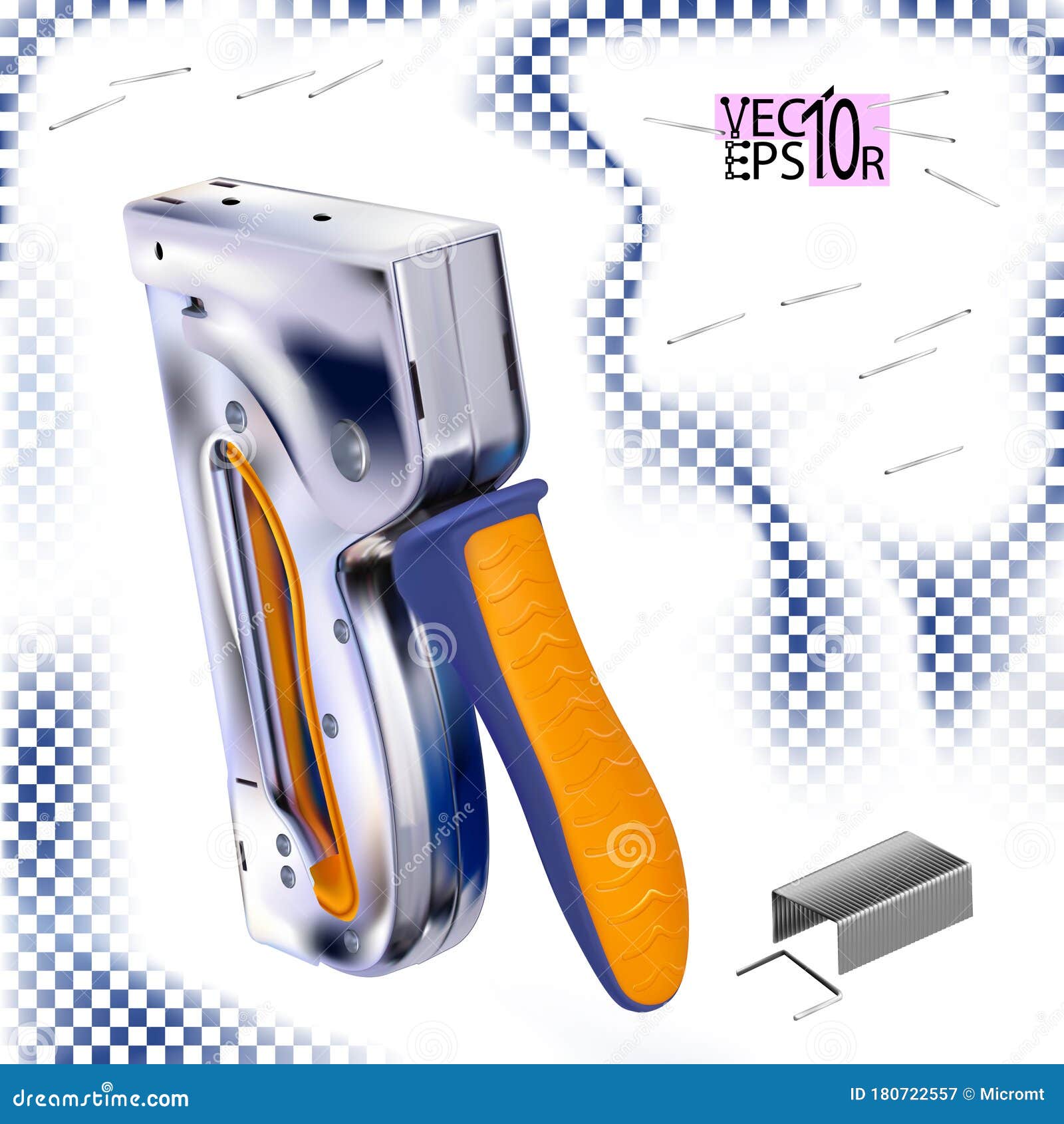 Metal Stapler for Construction Work and Staples for it. Tool Isolated ...
