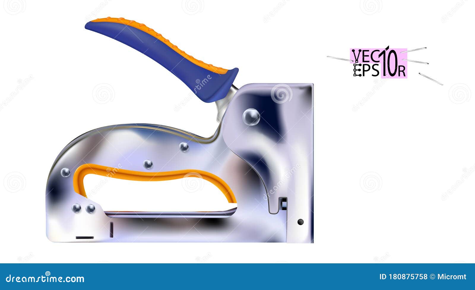 Metal Stapler for Construction Work and Staples for it. Tool Isolated ...