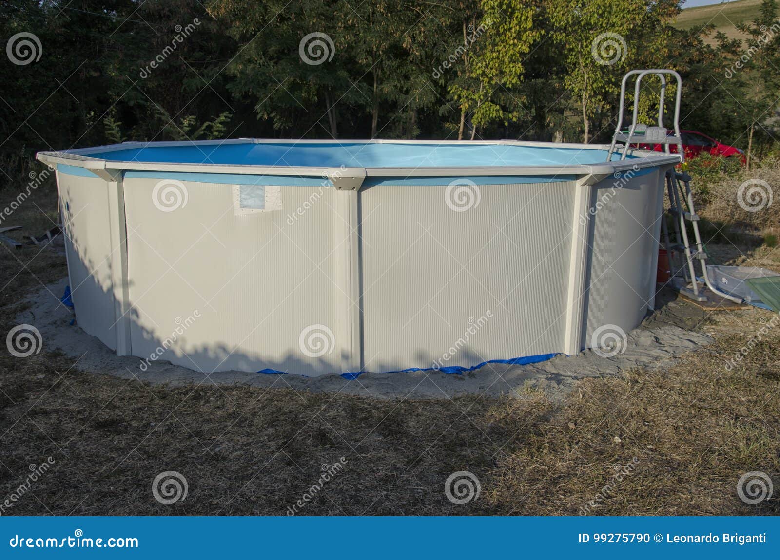 Metal Steel Frame Swimming Pool Stock Photo - Image of summer, skimmer ...