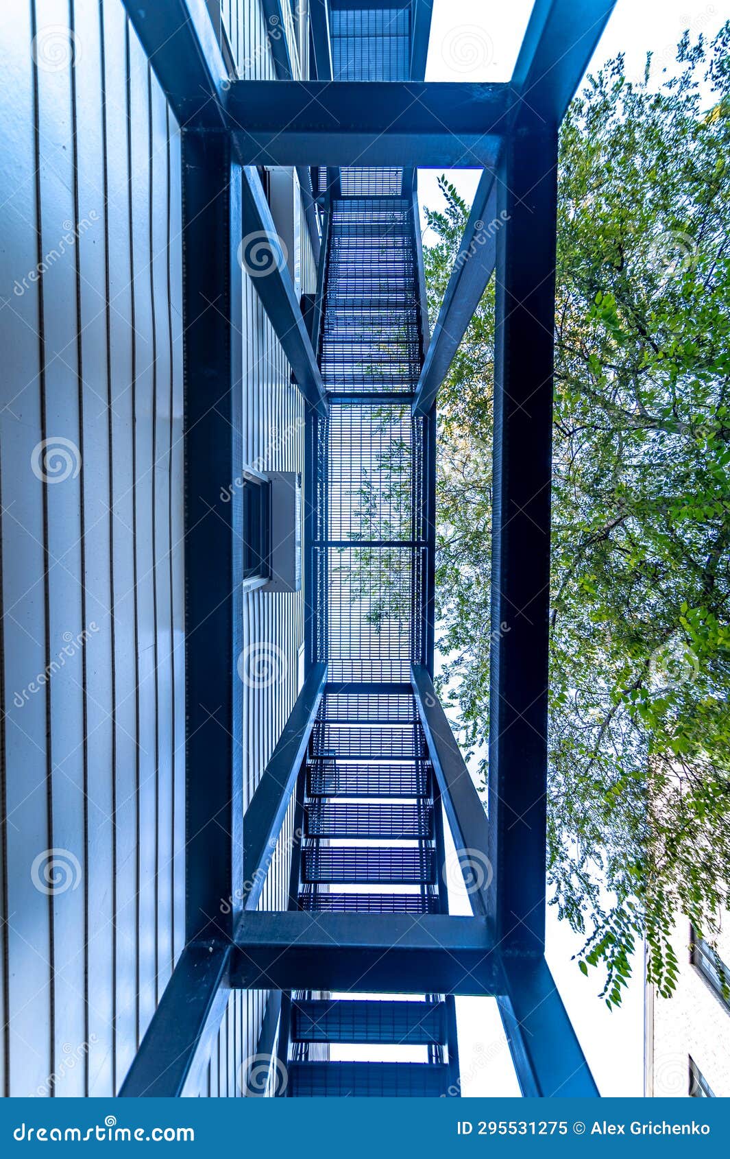 Metal Steel Staircase Fire Exit N Modern Building Stock Image - Image ...