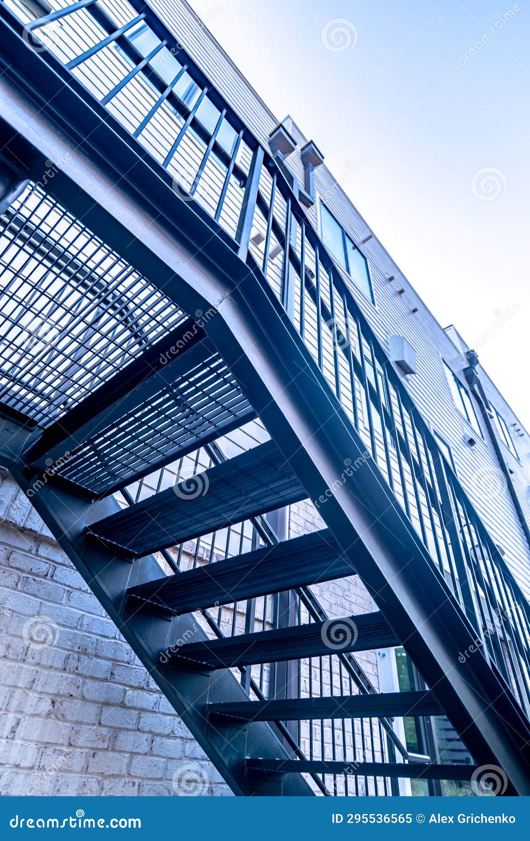 Metal Steel Staircase Fire Exit N Modern Building Stock Image - Image ...