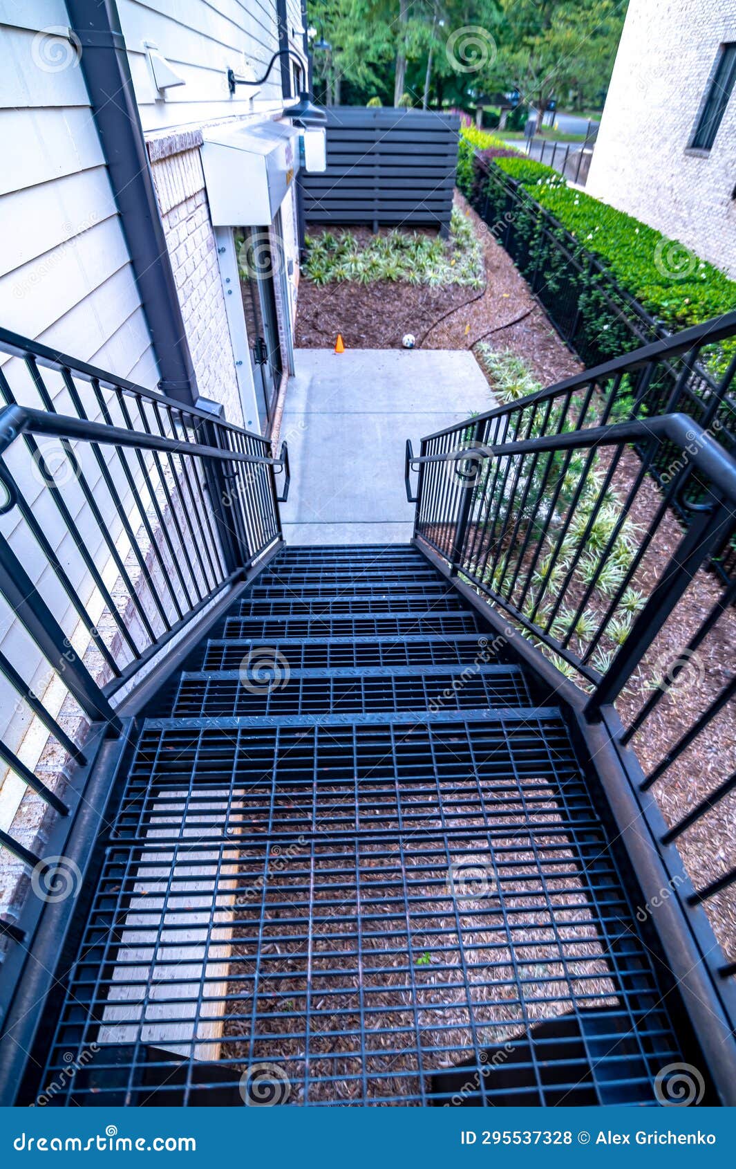 Metal Steel Staircase Fire Exit N Modern Building Stock Photo - Image ...