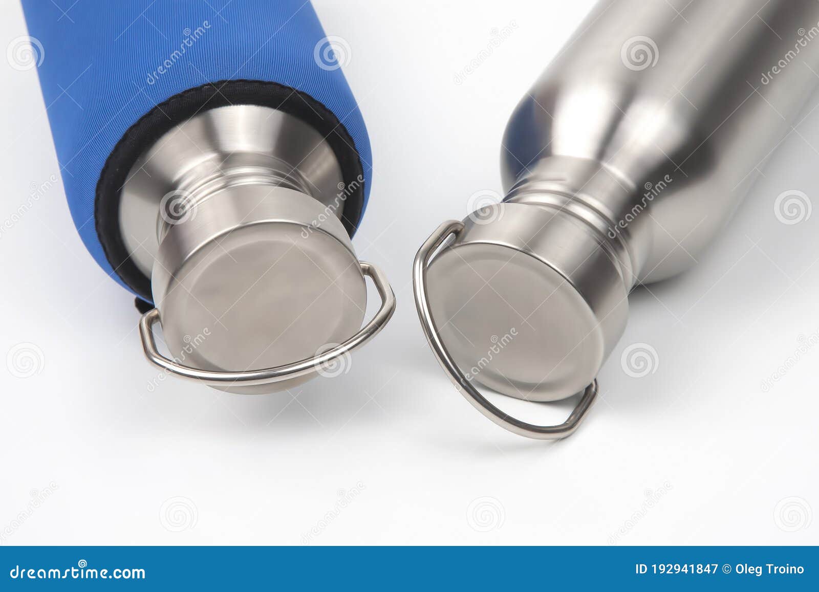 Metal Steel Water Flasks on White Background. Metal Drinking Utensils ...