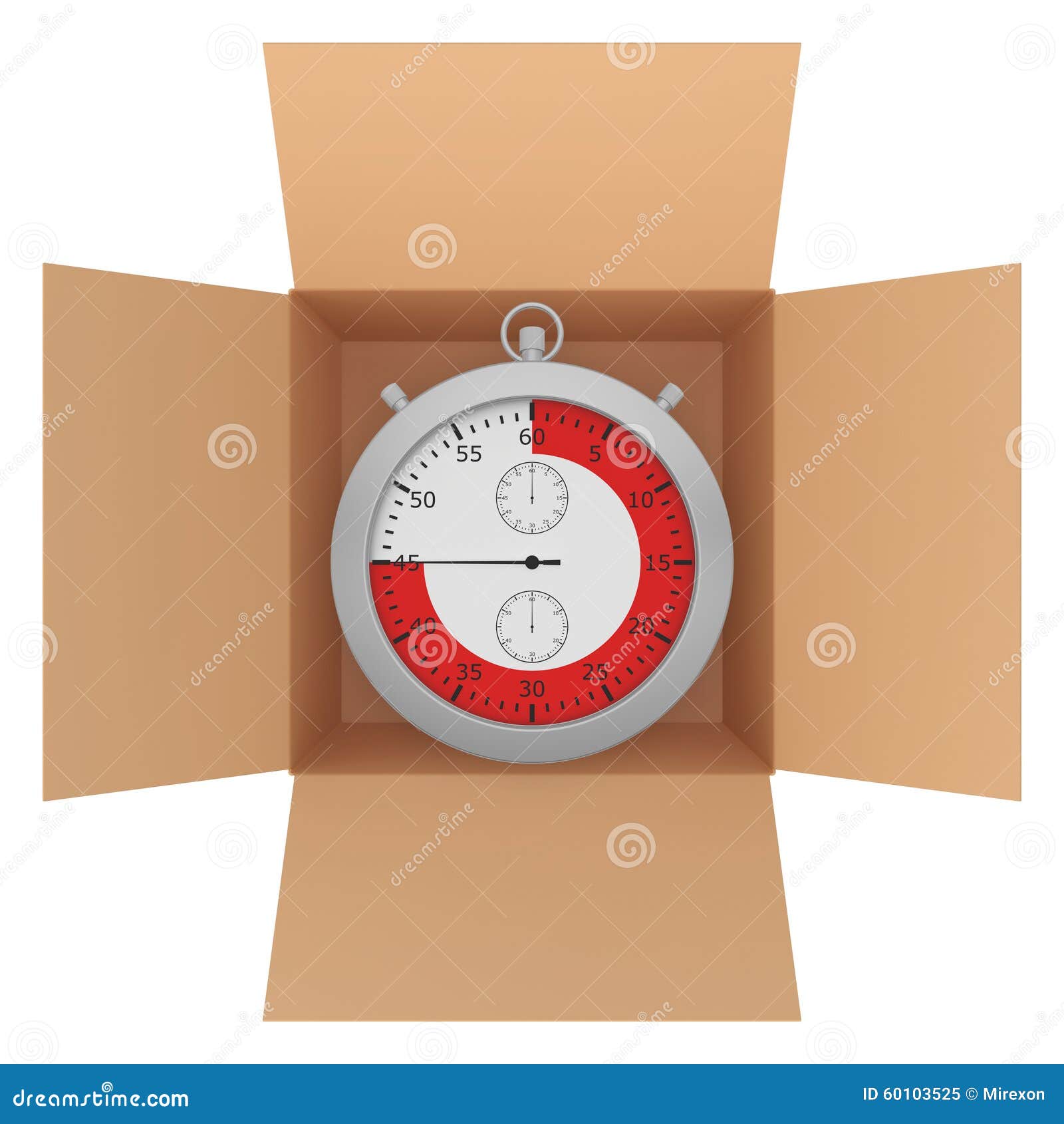 Metal Stopwatch with Red Line Inside a Cardboard Stock Illustration ...