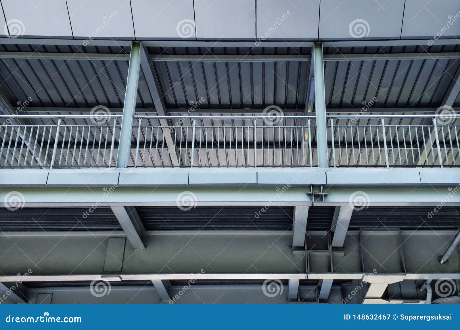 Metal Structure of Elevated Walkway Stock Image - Image of fence ...