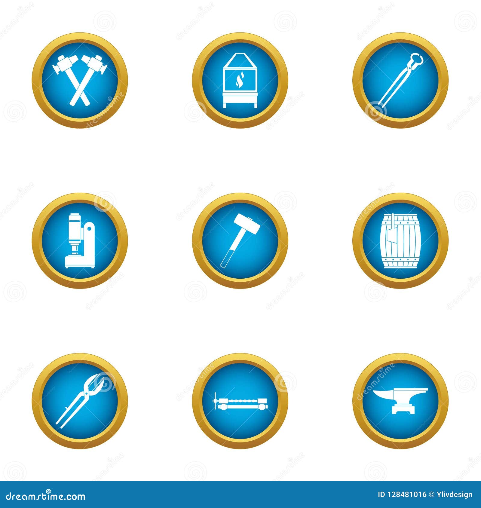 Metal Structure Icons Set, Flat Style Stock Vector - Illustration of ...