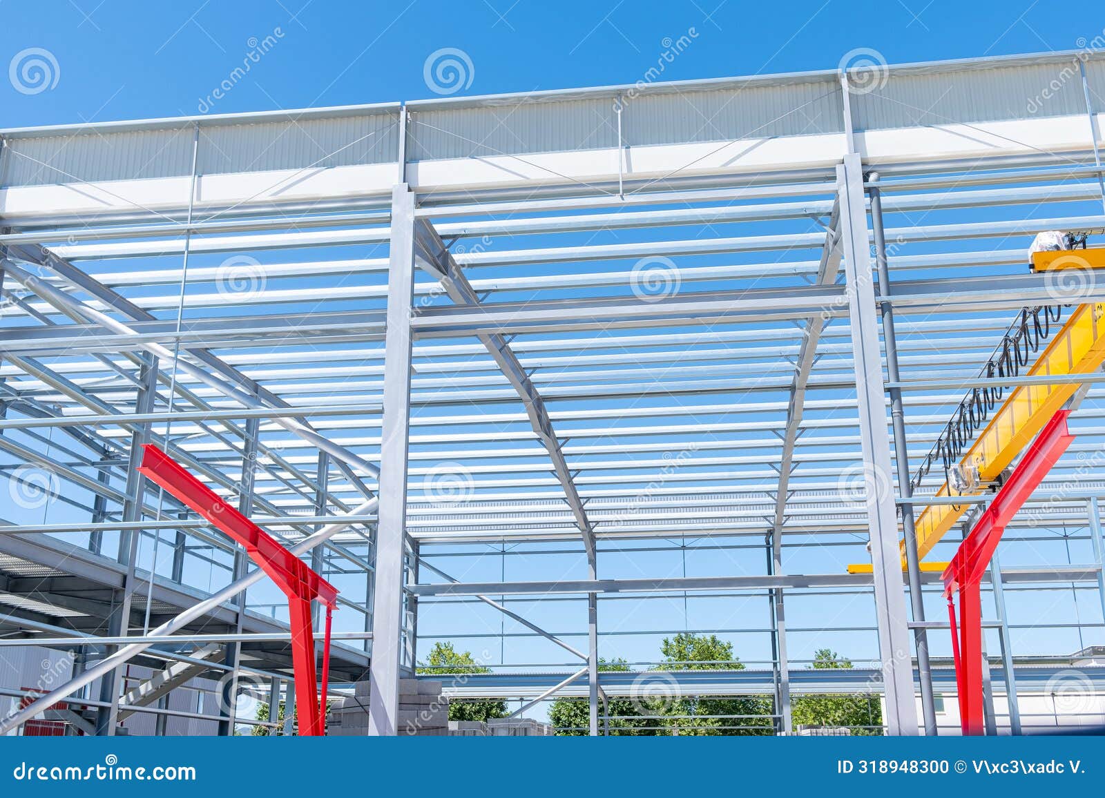 Metallic Structure of an Industrial Building Under Construction Stock ...