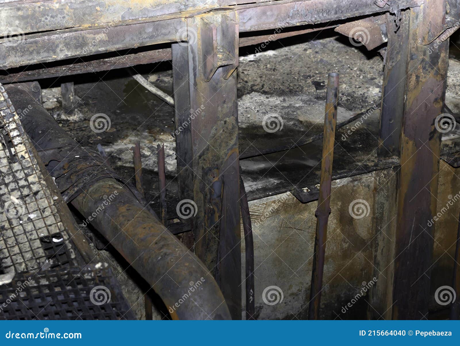 Structures Damaged by a Fire Stock Photo - Image of liquid, metal ...