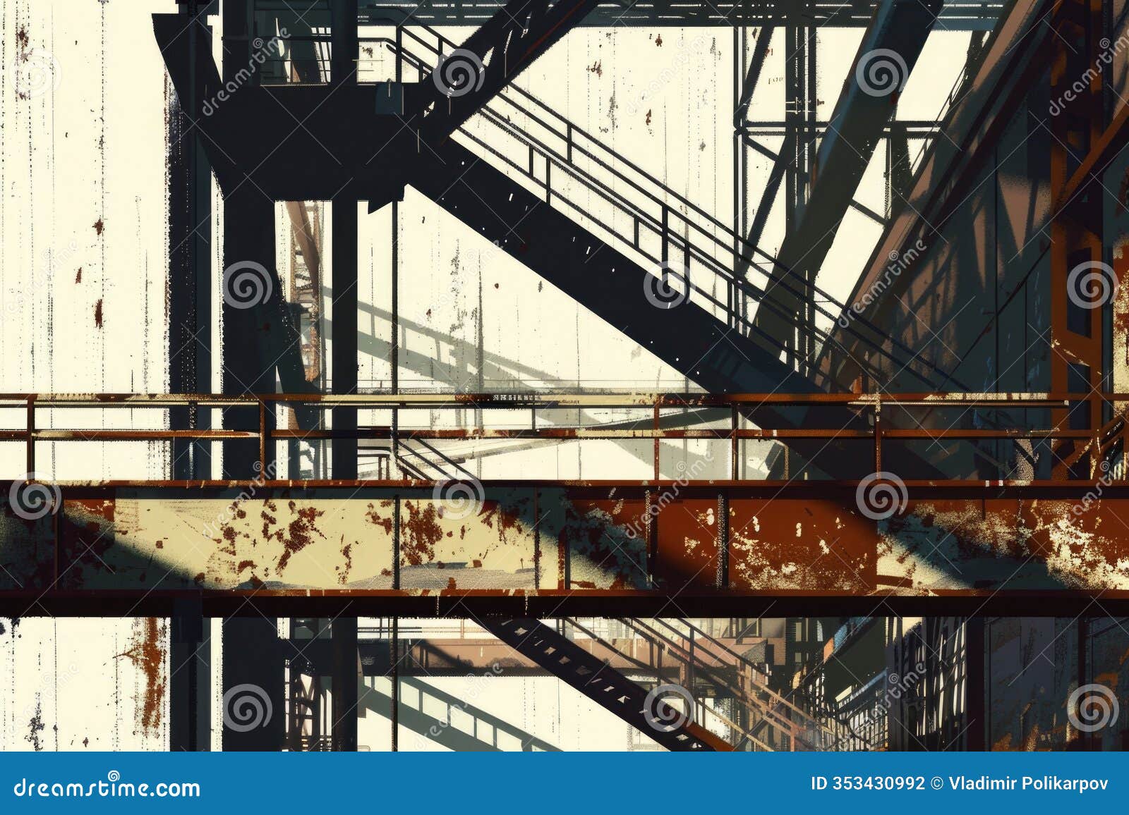 Metal Structure with Stairs and Fire Hydrant, Suitable for Urban Scenes ...