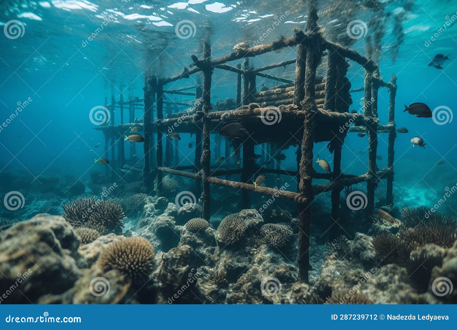 Metal Structure Underwater In The Ocean. Stock Photography ...