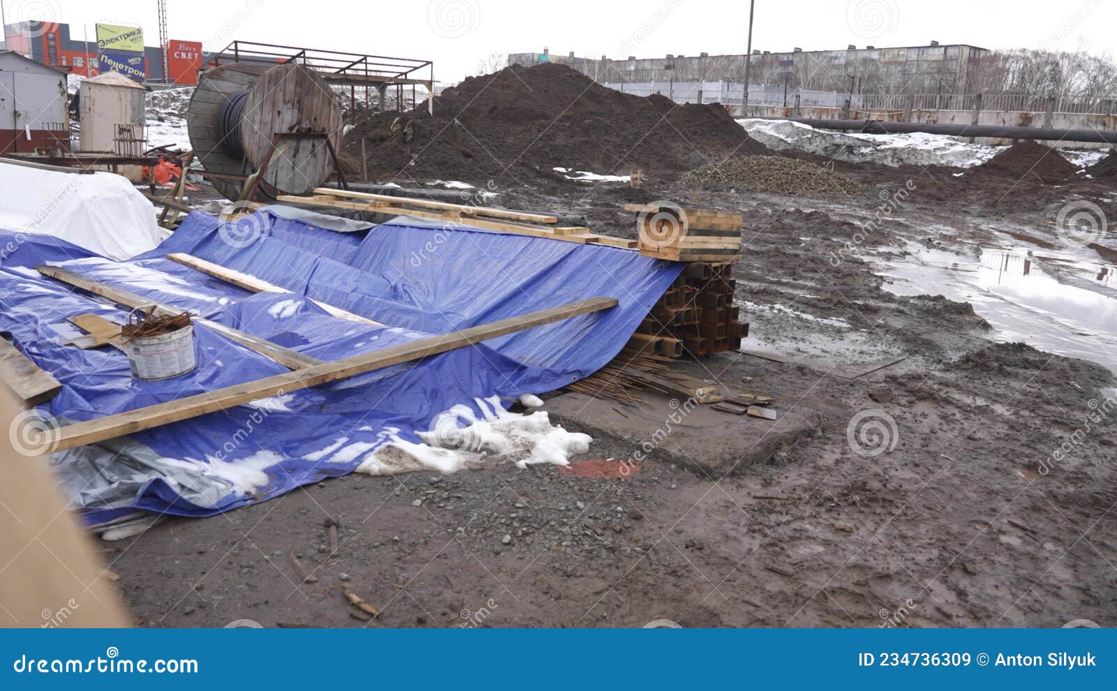 Metal Structures on a Dirty Construction Site Stock Video - Video of ...