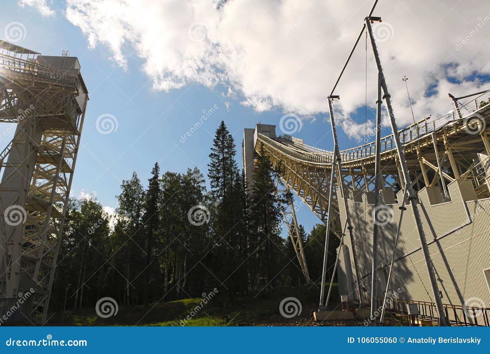 Metal Structures of a Large Ski Jumping Stock Photo - Image of biathlon ...