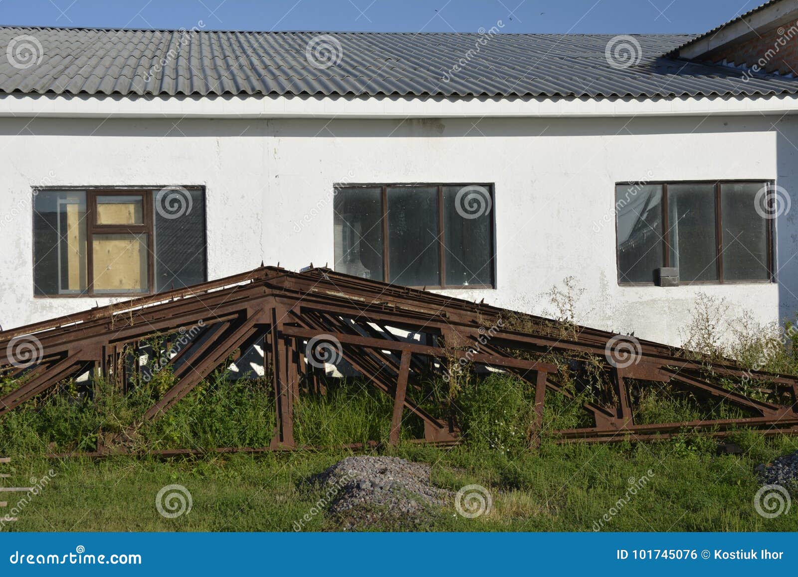 Metal Structures Near the Barn Stock Photo - Image of country, cloudy ...