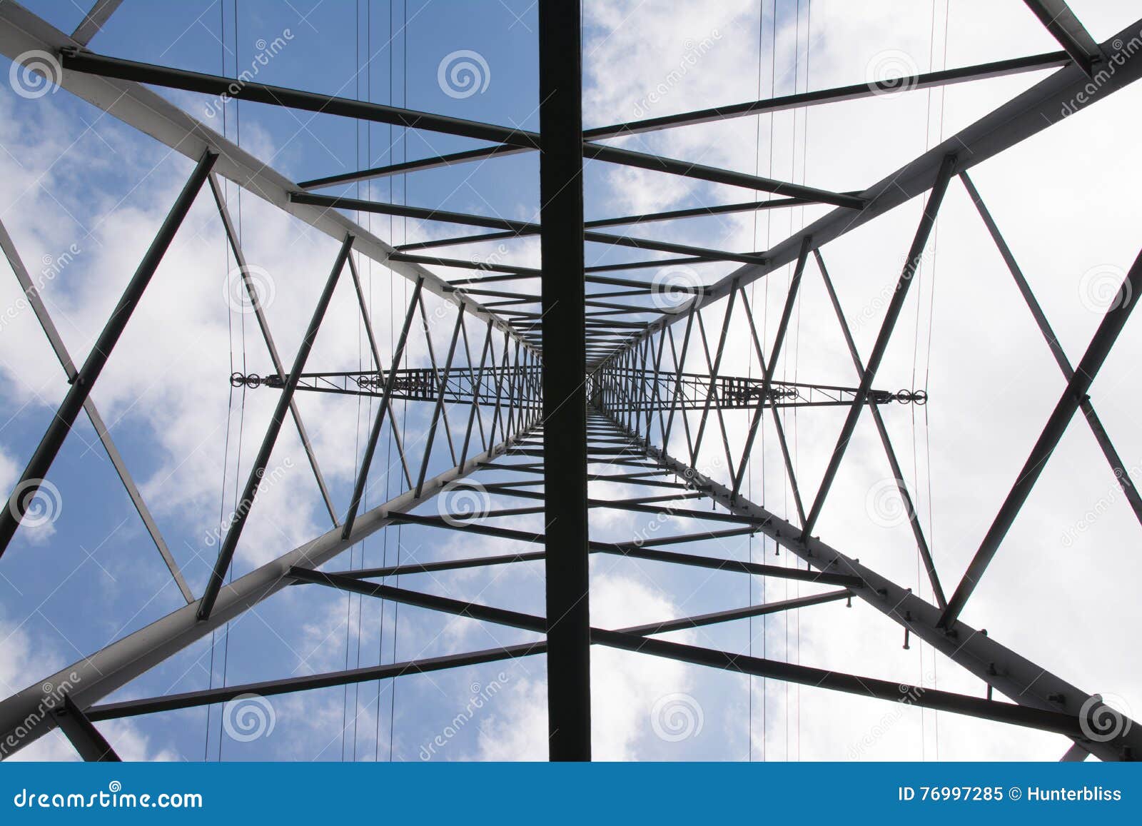 Metal Structures Tower Power Lines Perspective Daytime Blue Sky Stock ...