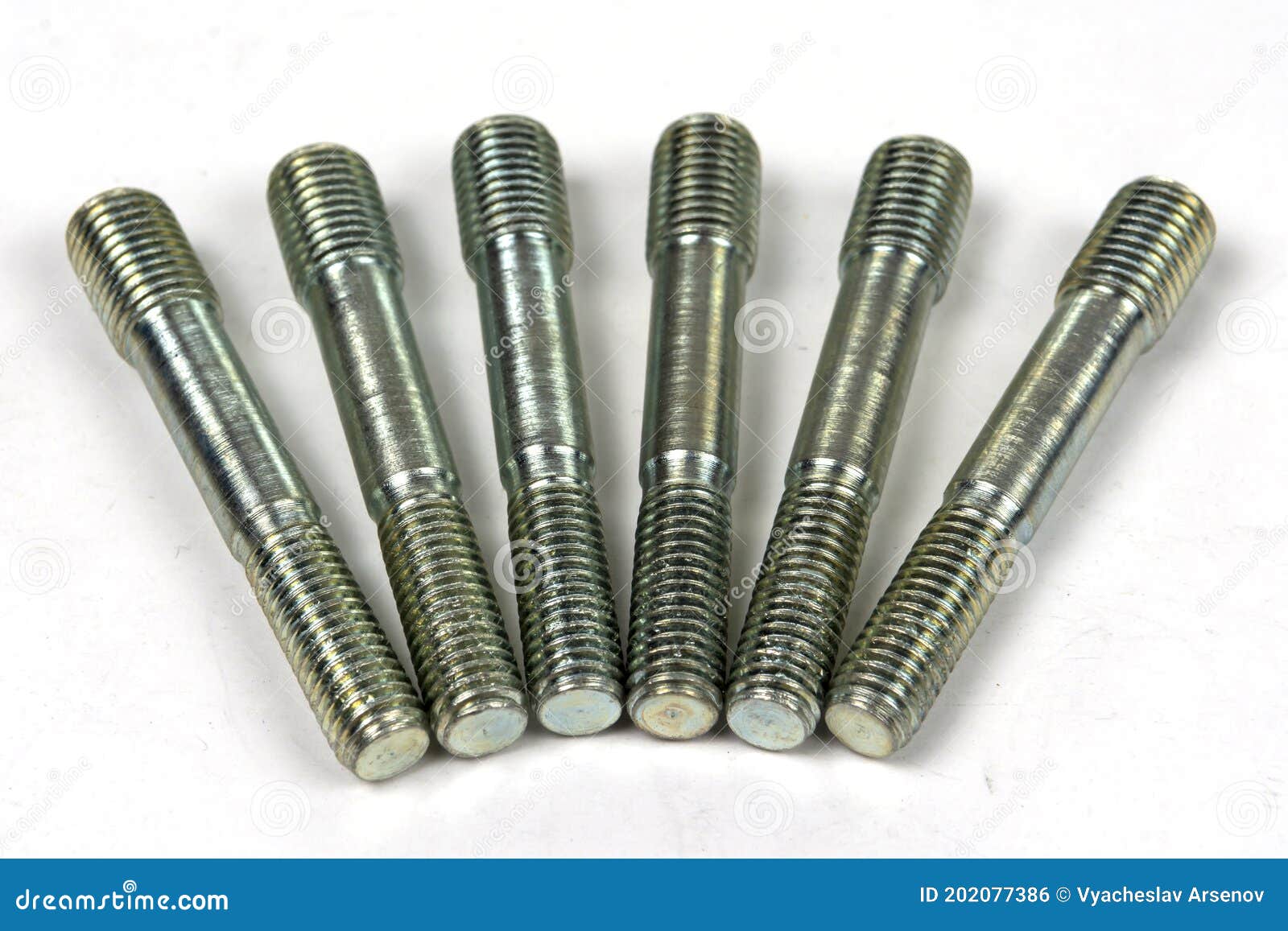 Metal Studs with Metric Threads Isolated on White Background Stock ...