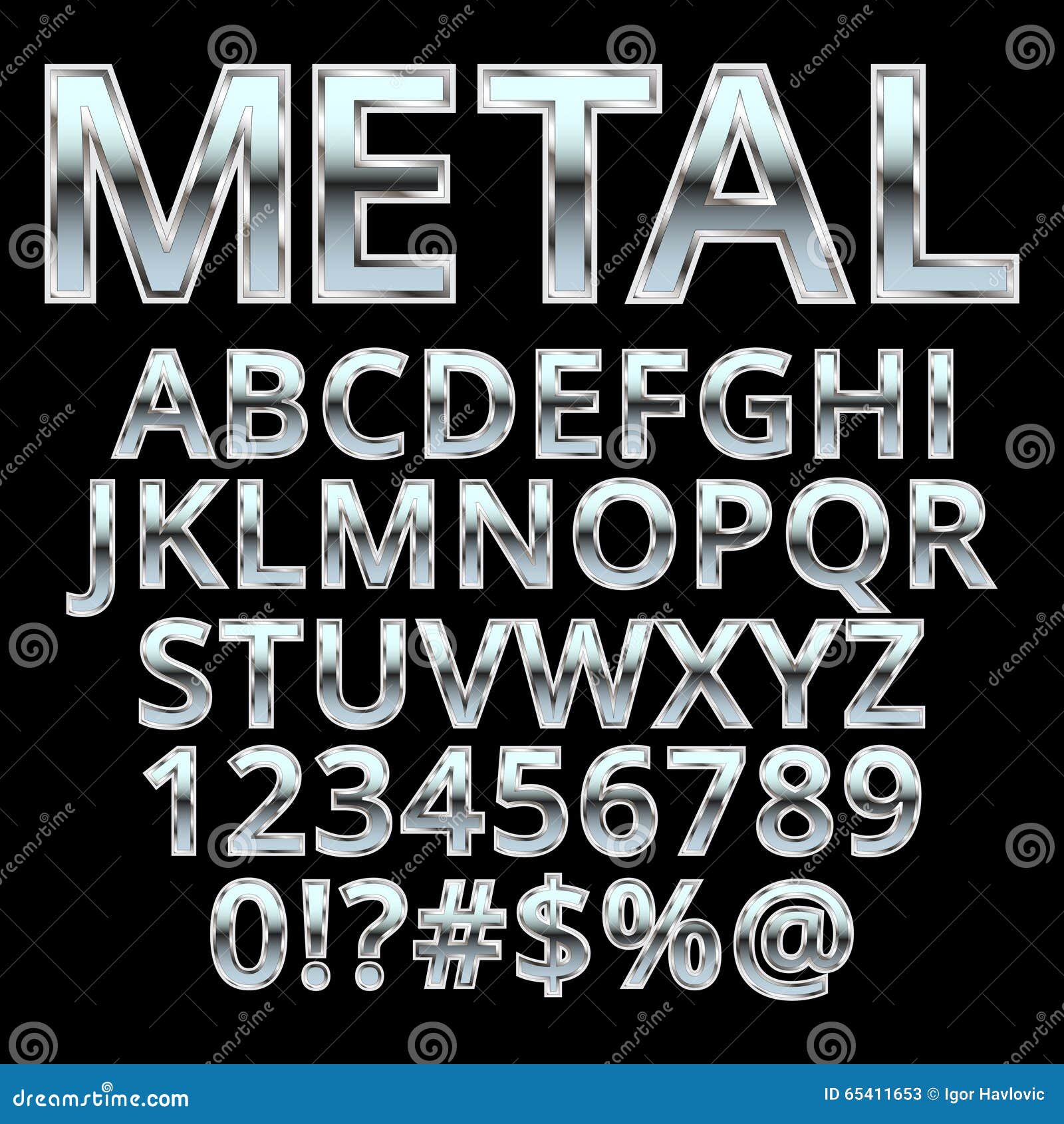Metal style alphabet . stock vector. Illustration of christmas - 65411653
