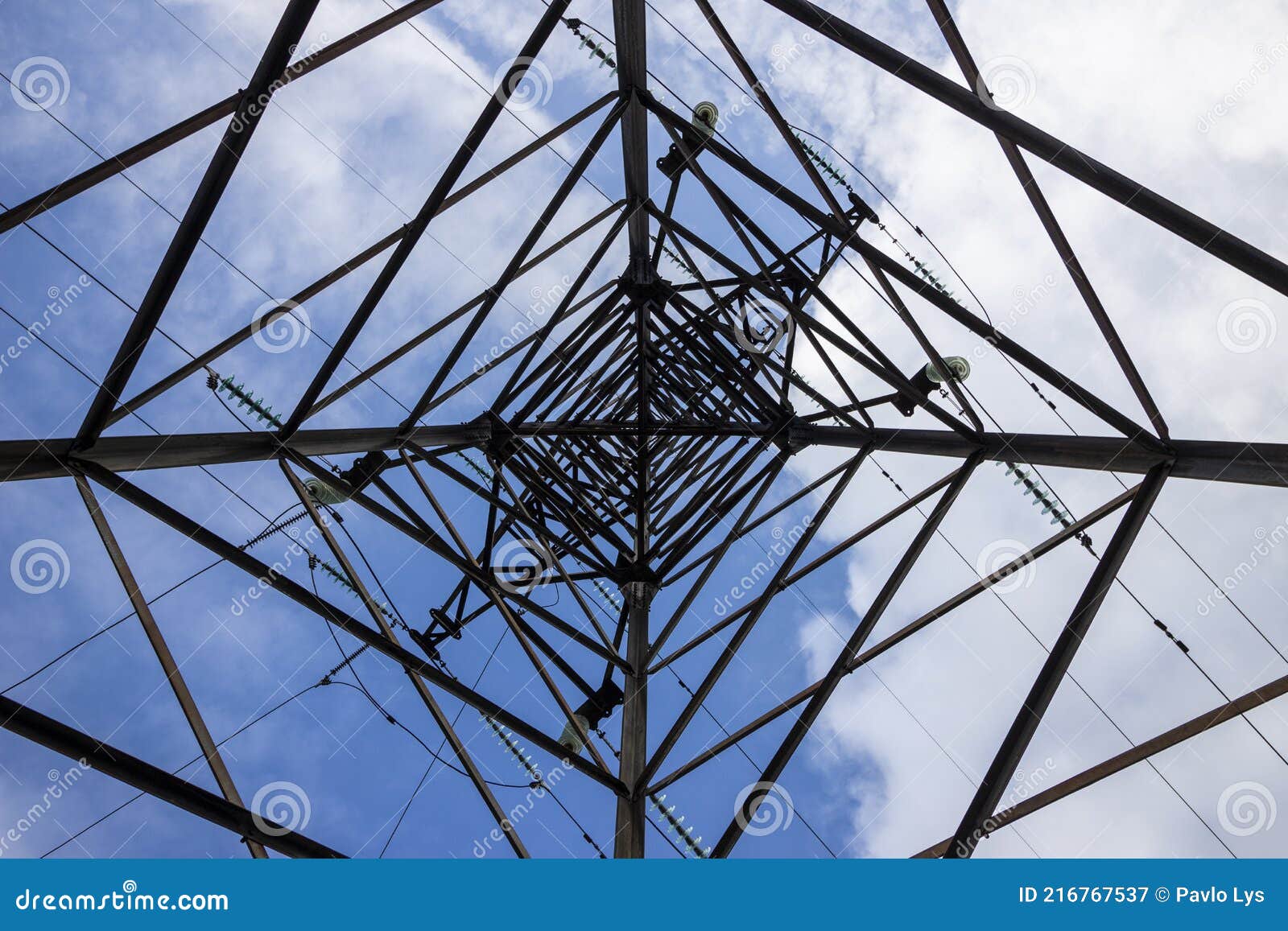 Metal Support for Power Lines Stock Image - Image of structure, lines ...