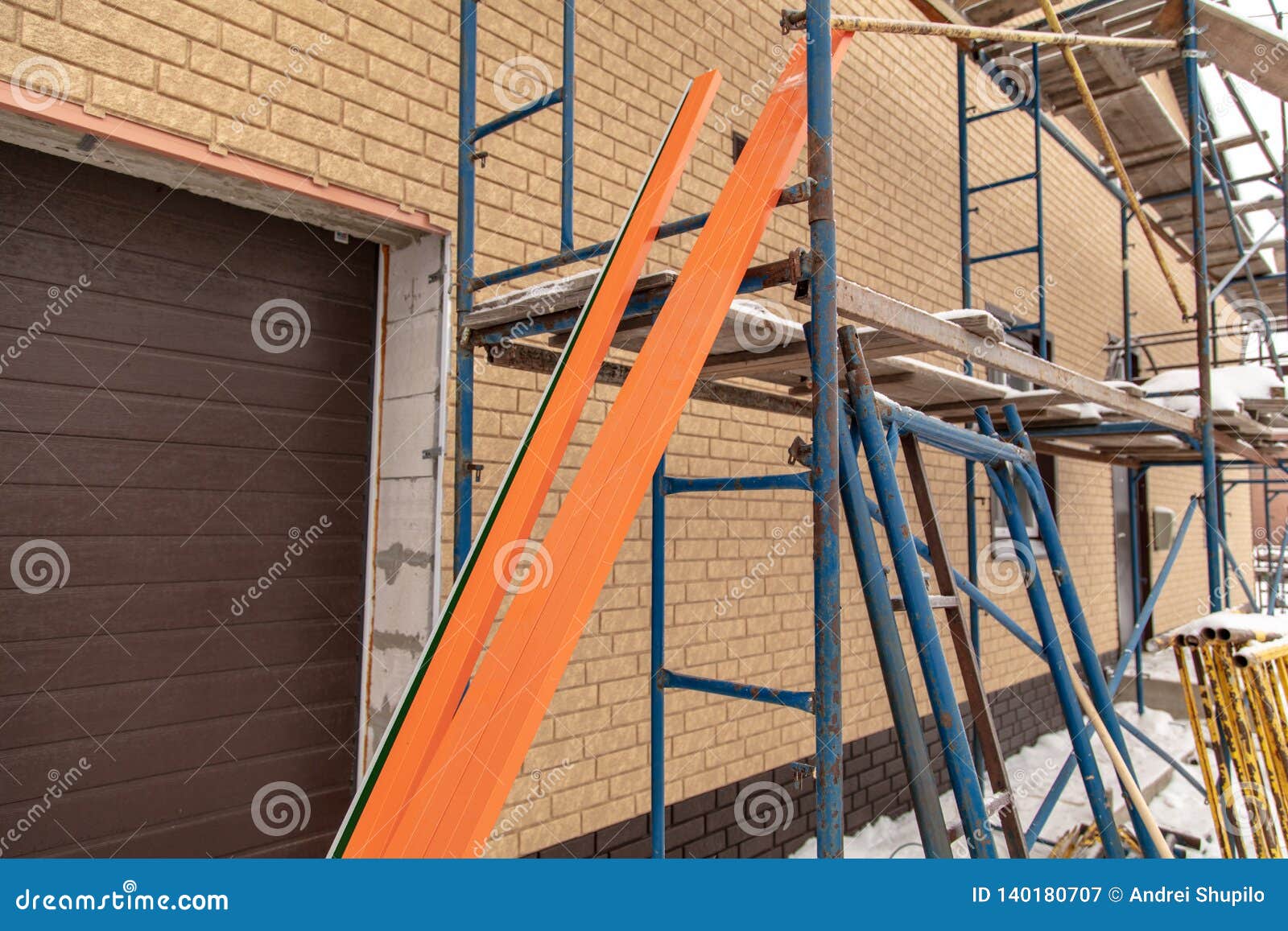Metal Supports for Mounting the House Outside Stock Image - Image of ...