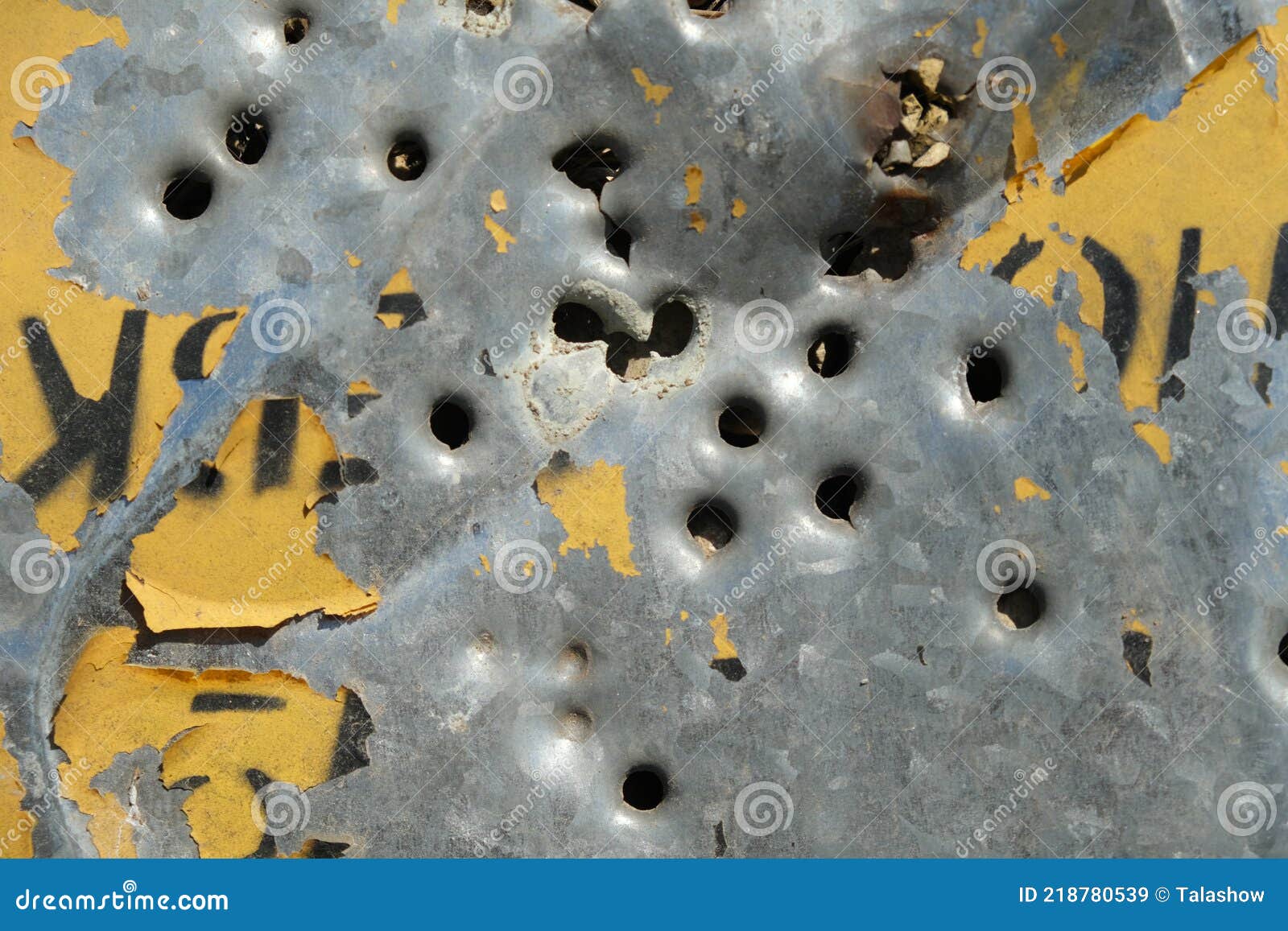Metal Surface with Bullet Holes Stock Image - Image of grunge, surface ...