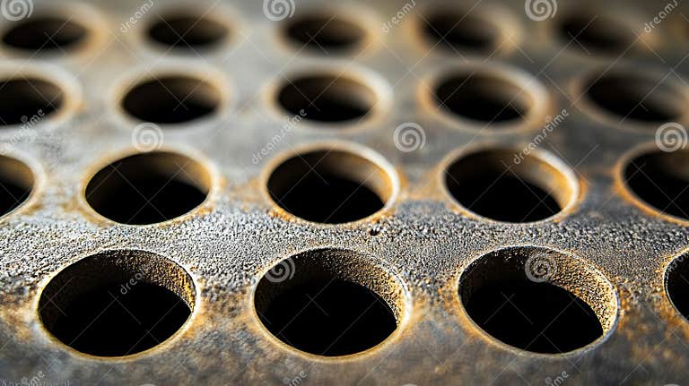 Metal Surface with Multiple Holes Arranged Macros Stock Photo - Image ...