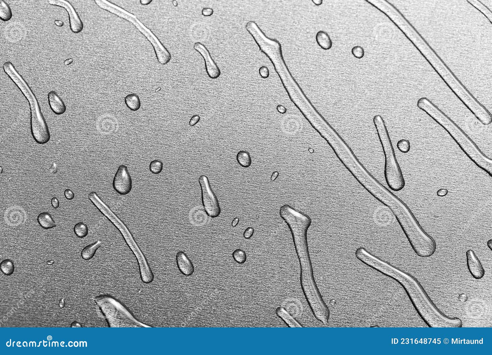 Metal Surface with Transparent Drops Close-up. Silver Texture with a ...