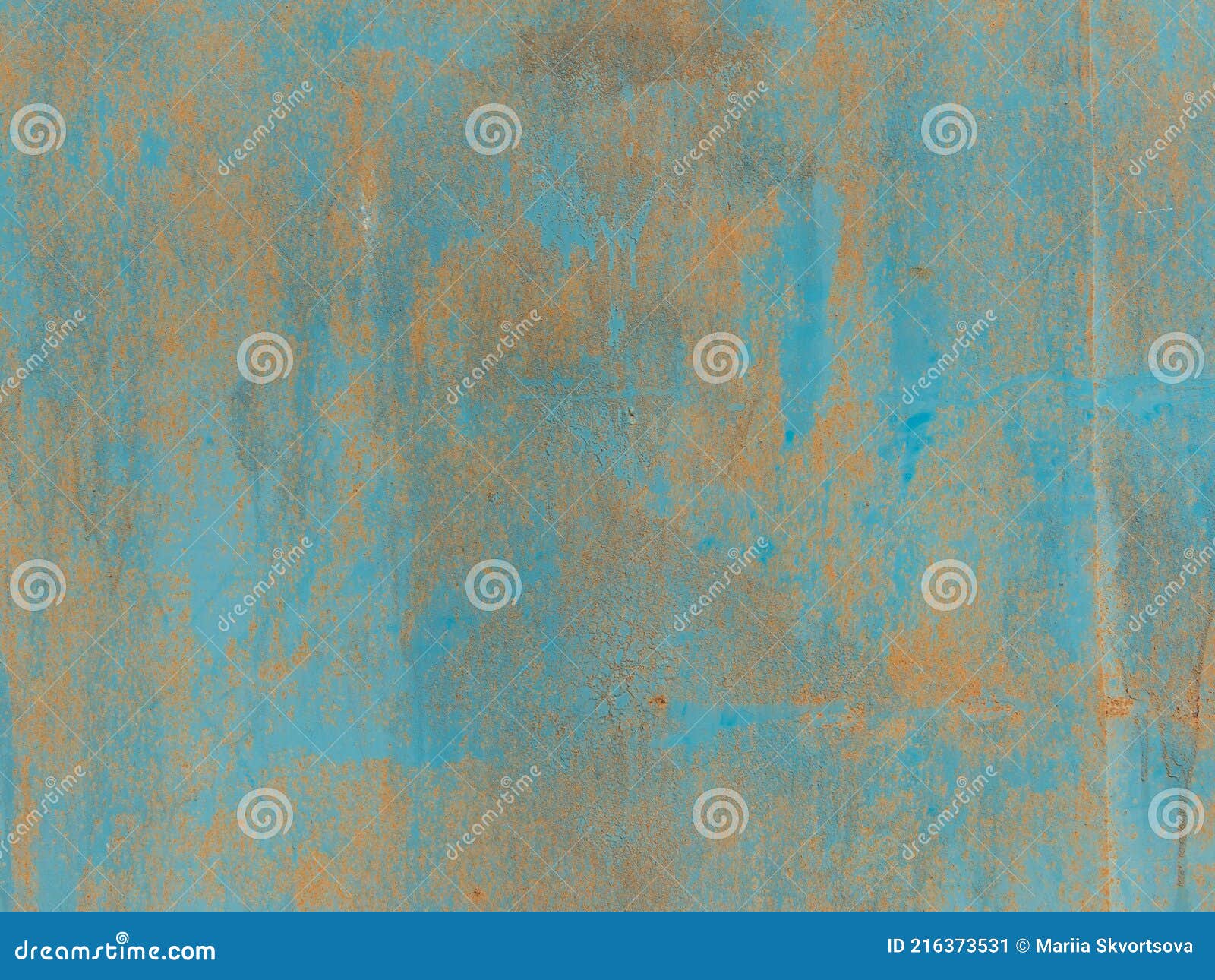 The Metal Surface is Worn with Rust and Peeling Blue Paint Stock Image ...