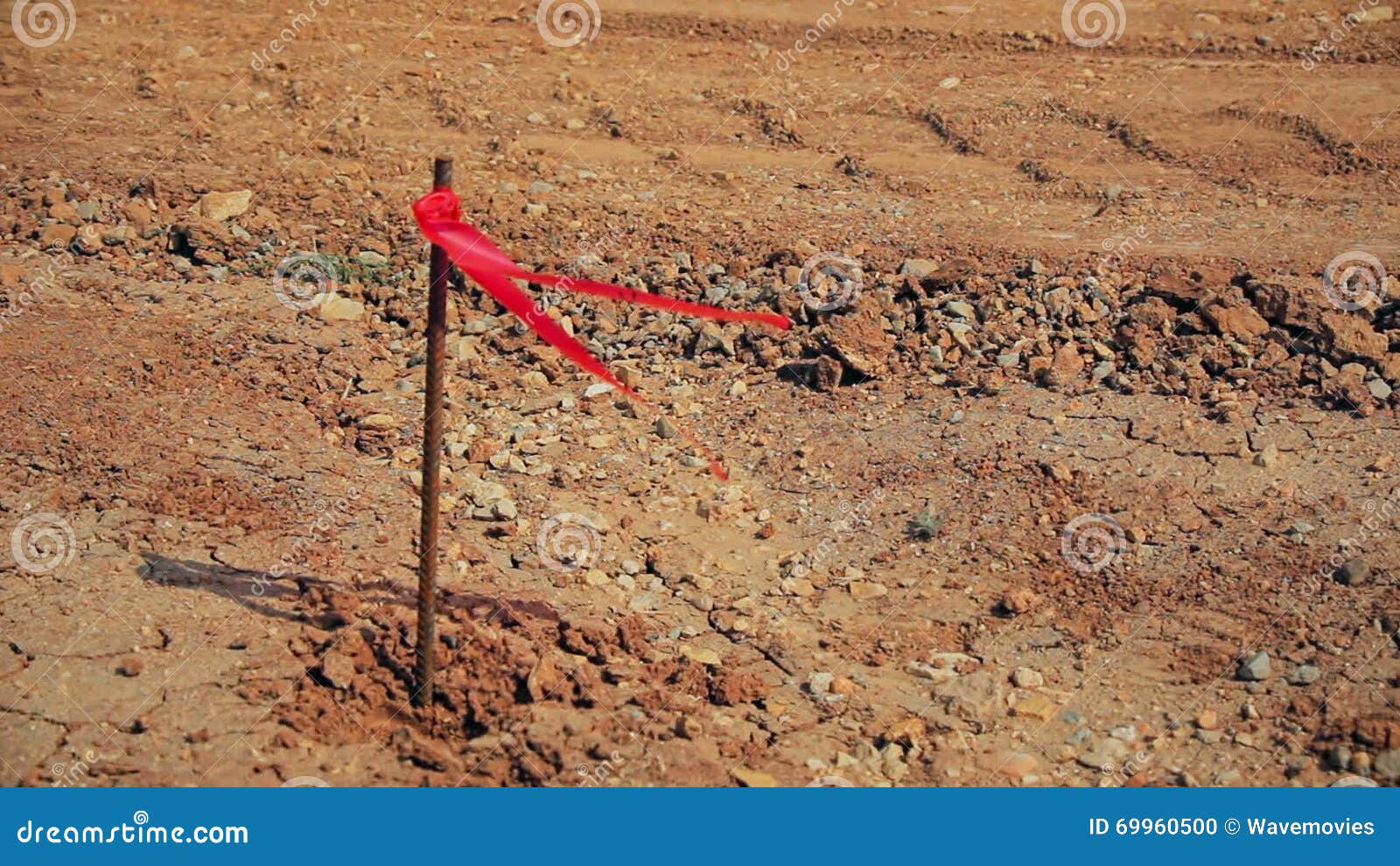 Metal Survey Peg with Red Flag on Construction Site Stock Footage ...