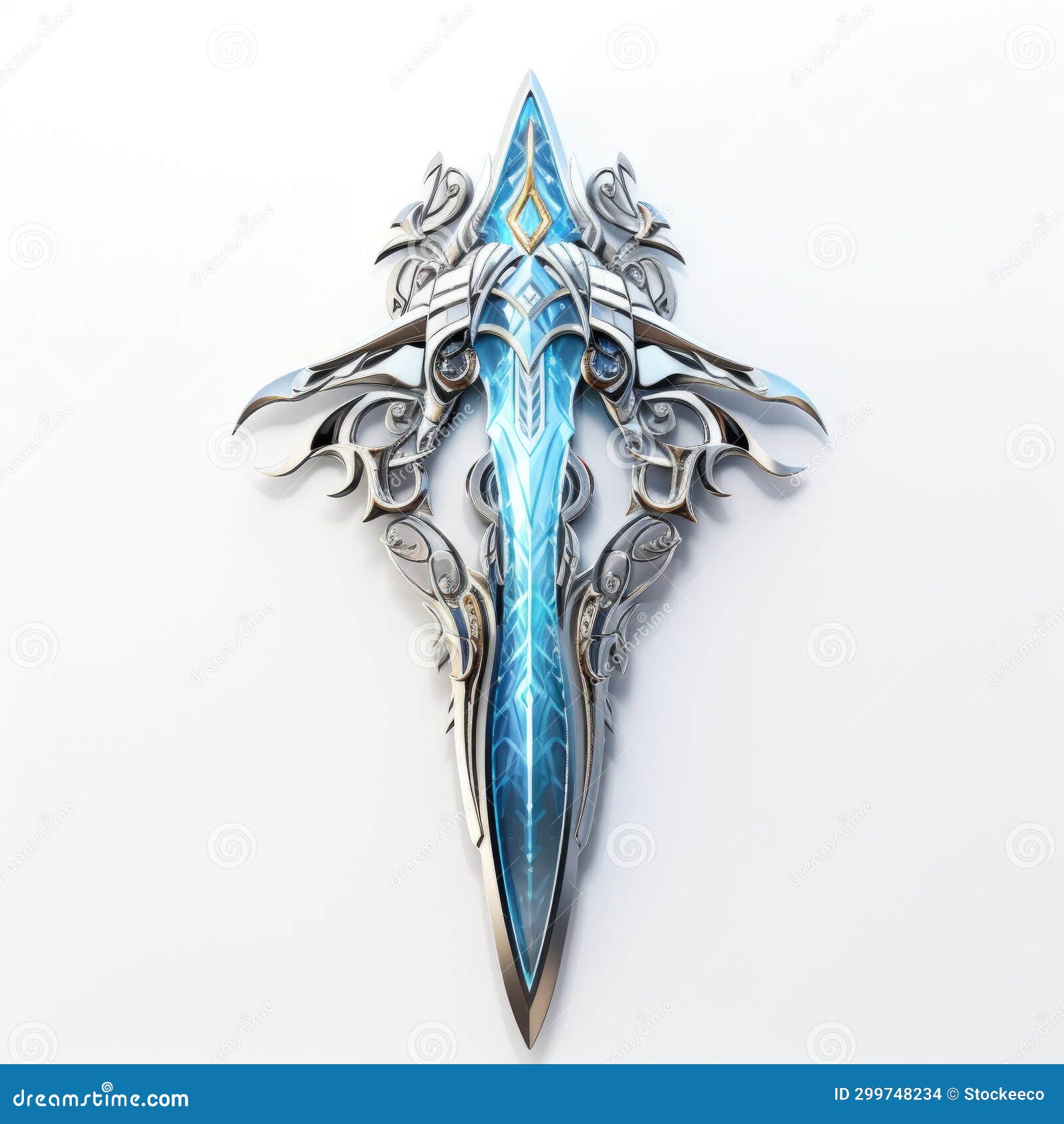 Eye-catching 3d Render of Ornate Silver and Azure Sword Stock ...